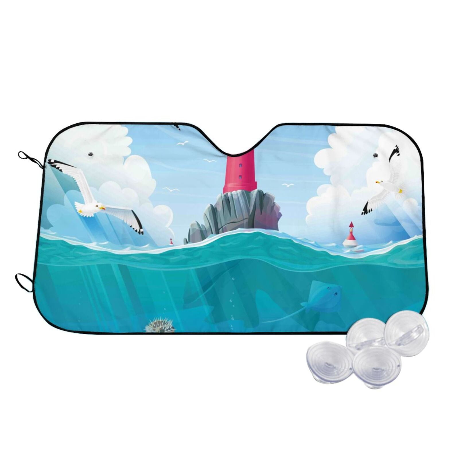 Haiem Lighthouse Sea Port Car Windshield Sun Shade - Blocks UV Rays Sun ...