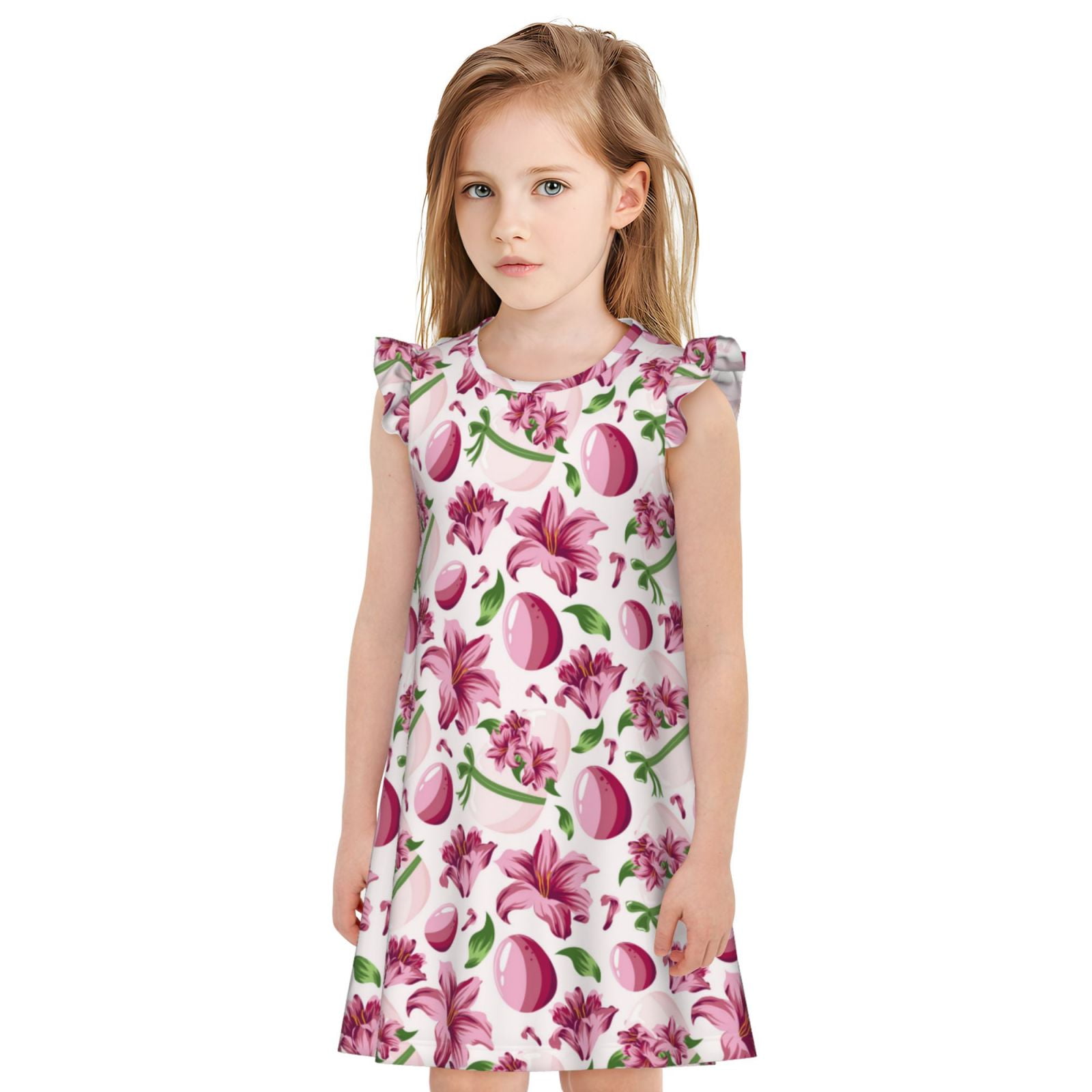 Haiem Lilies Flowers Printed Girls Nightgowns Sleepwear Short Sleeve ...