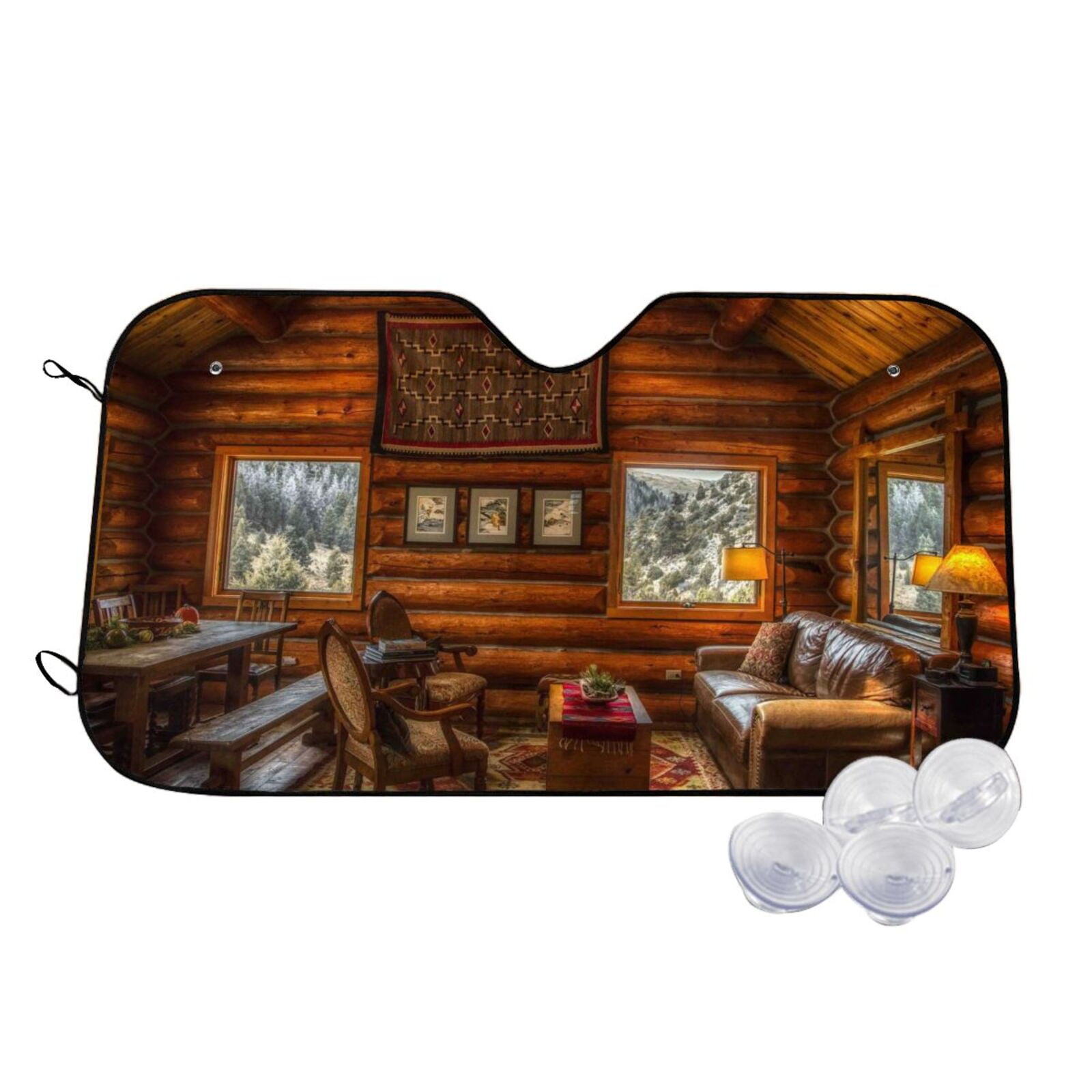 Haiem Log Cabin Inside Car Windshield Sun Shade - Blocks UV Rays Sun ...