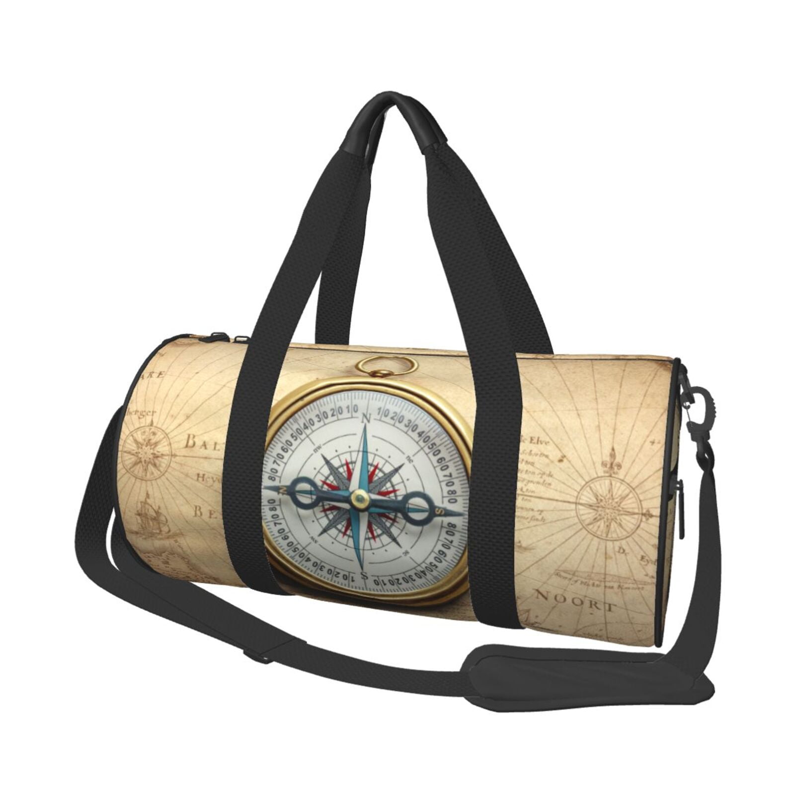 Haiem Magnetic Old Compass On World Map Pattern Gym Bag for Women Men ...