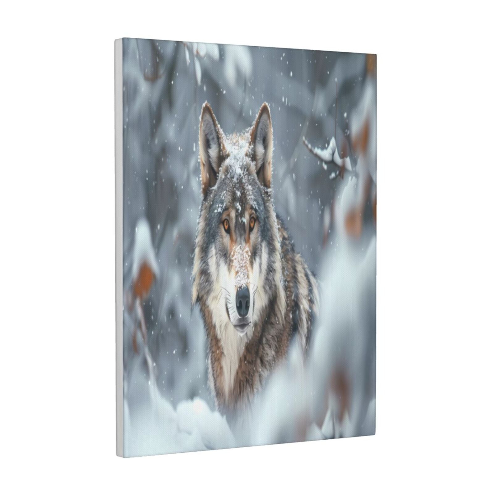 Haiem Majestic Snowy Wolf Print 30x40in Canvas Decorative Picture ...