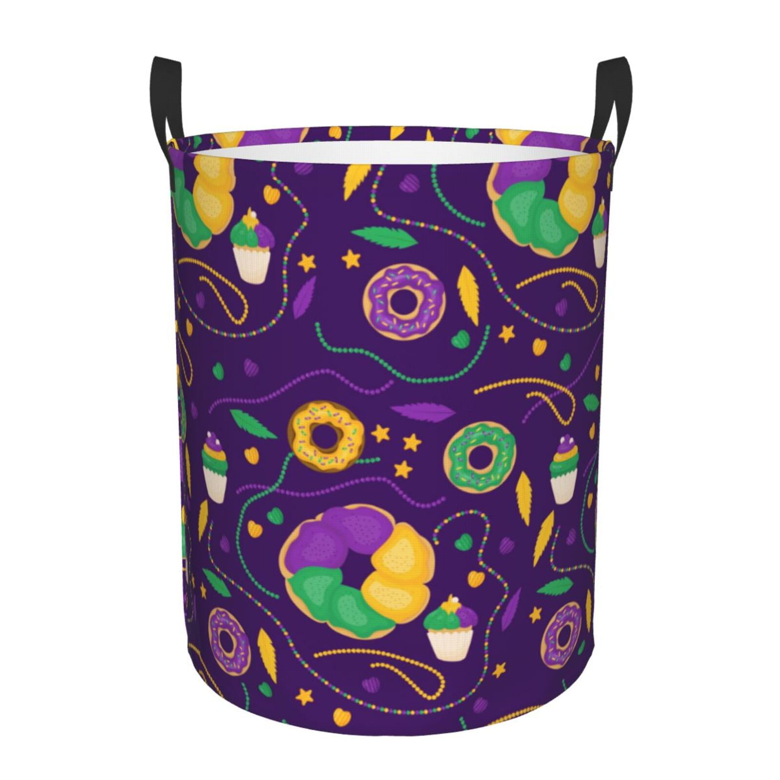 Haiem Mardi Gras And Donuts Leather Dirty Clothes Laundry Basket,Sturdy ...