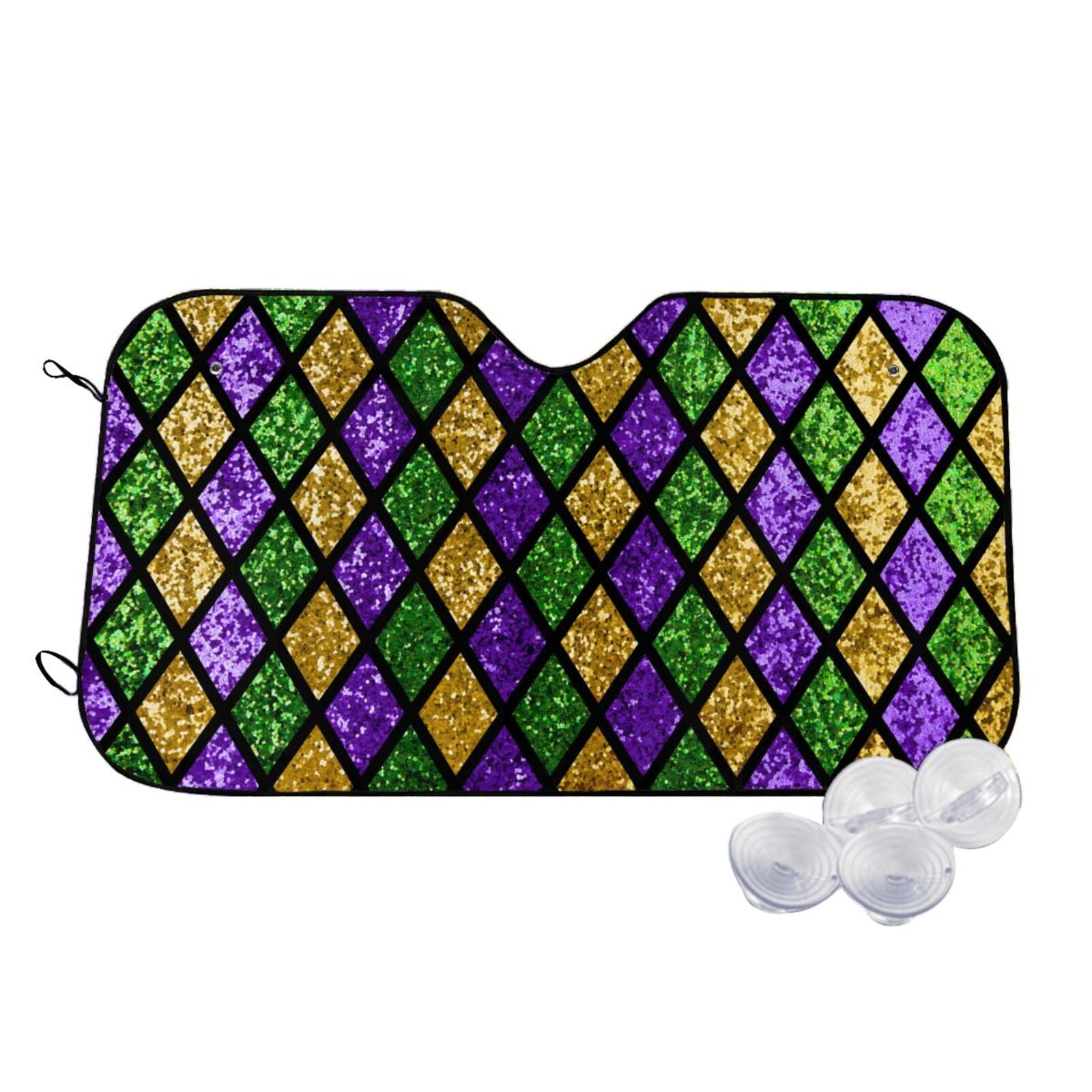 Haiem Mardi Gras Shiny Green Purple Car Windshield Sun Shade - Blocks ...