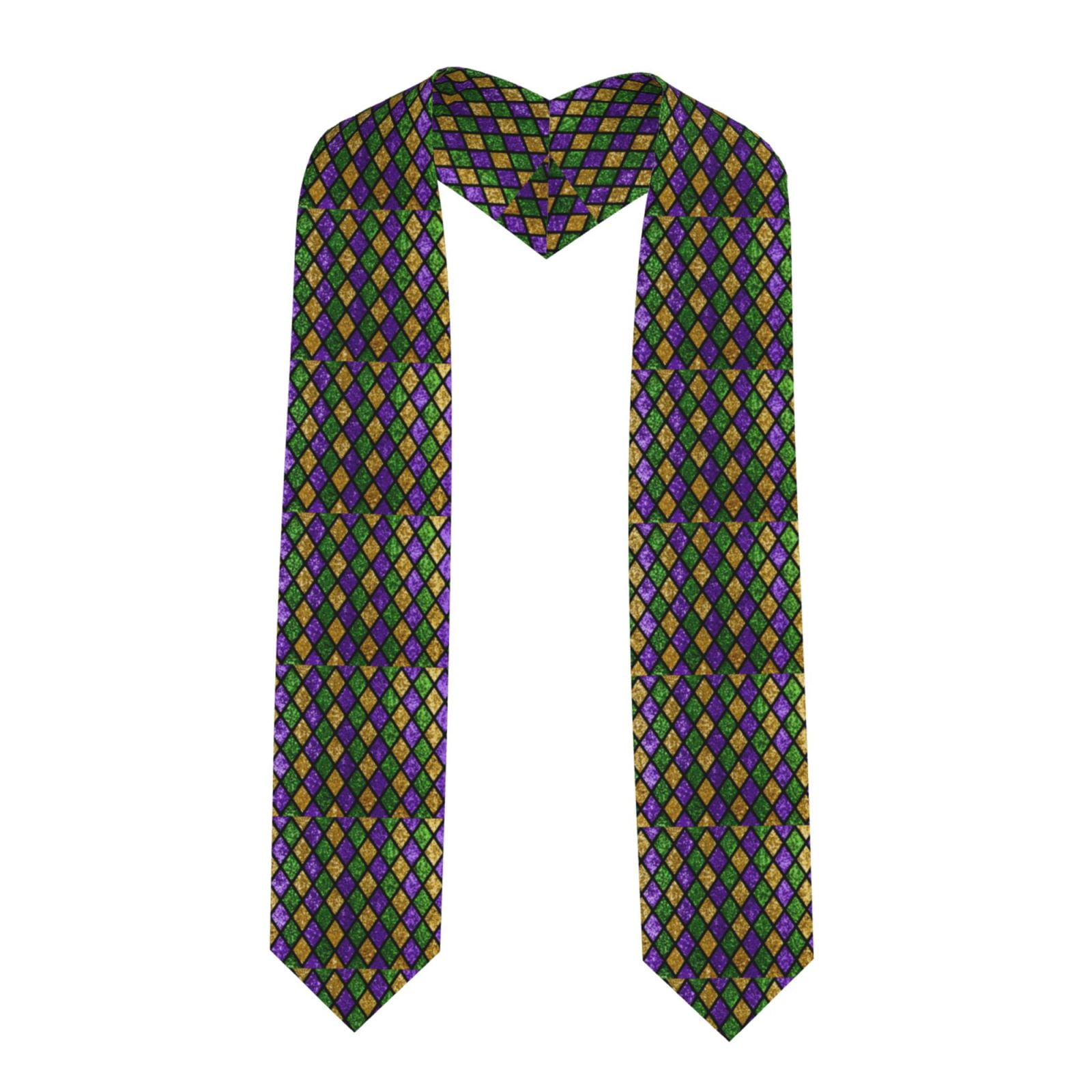 Haiem Mardi Gras Shiny Green Purple Pattern Graduation Stole 2024 ...