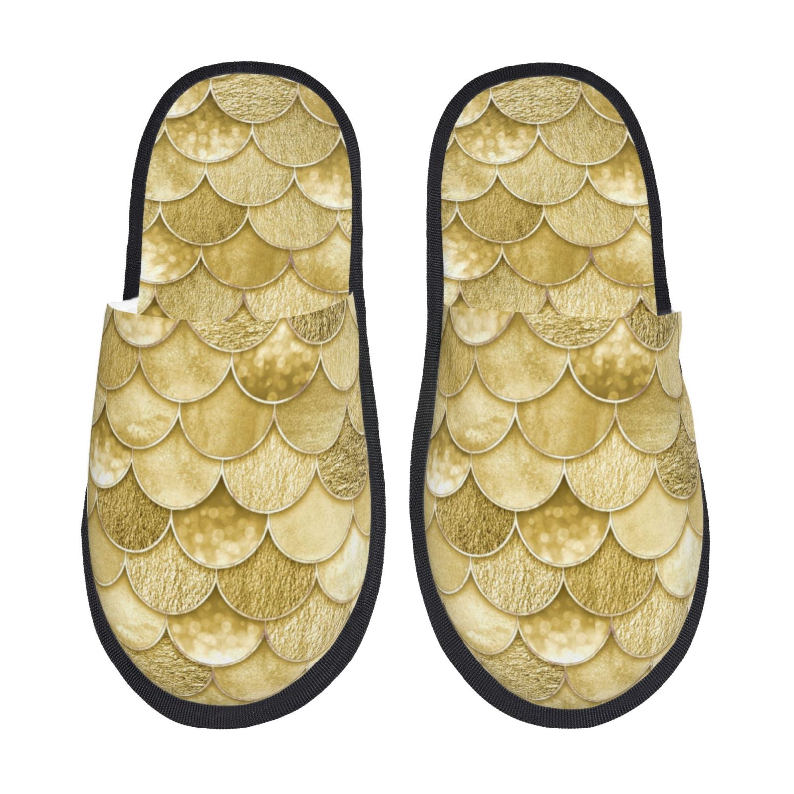 Haiem Mermaid Fish Scale Print Fuzzy Slippers for Women Plush Slippers ...