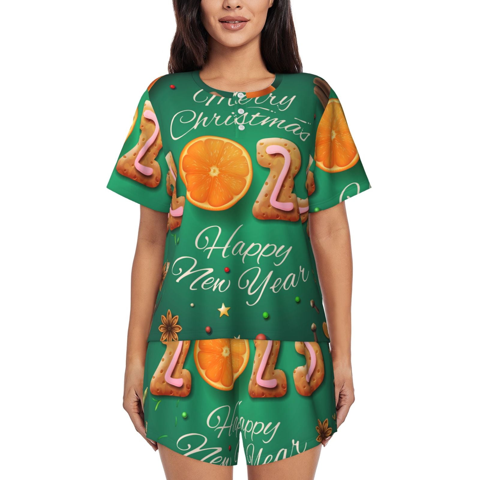 Haiem Merry Christmas 2025 Pattern Pajama Set for Women 2 Piece Lounge ...
