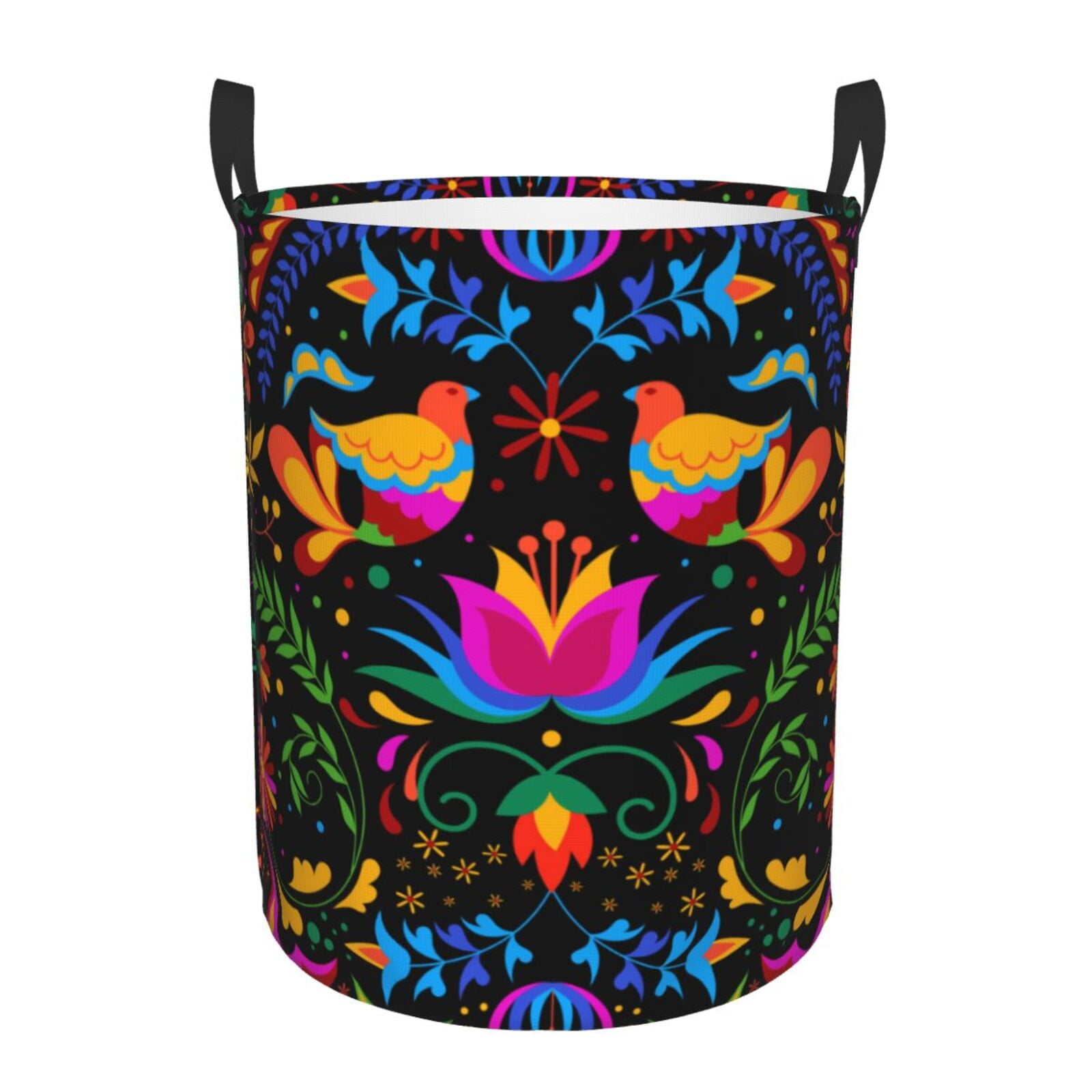 Haiem Mexican Flower Traditional1 Leather Dirty Clothes Laundry Basket ...