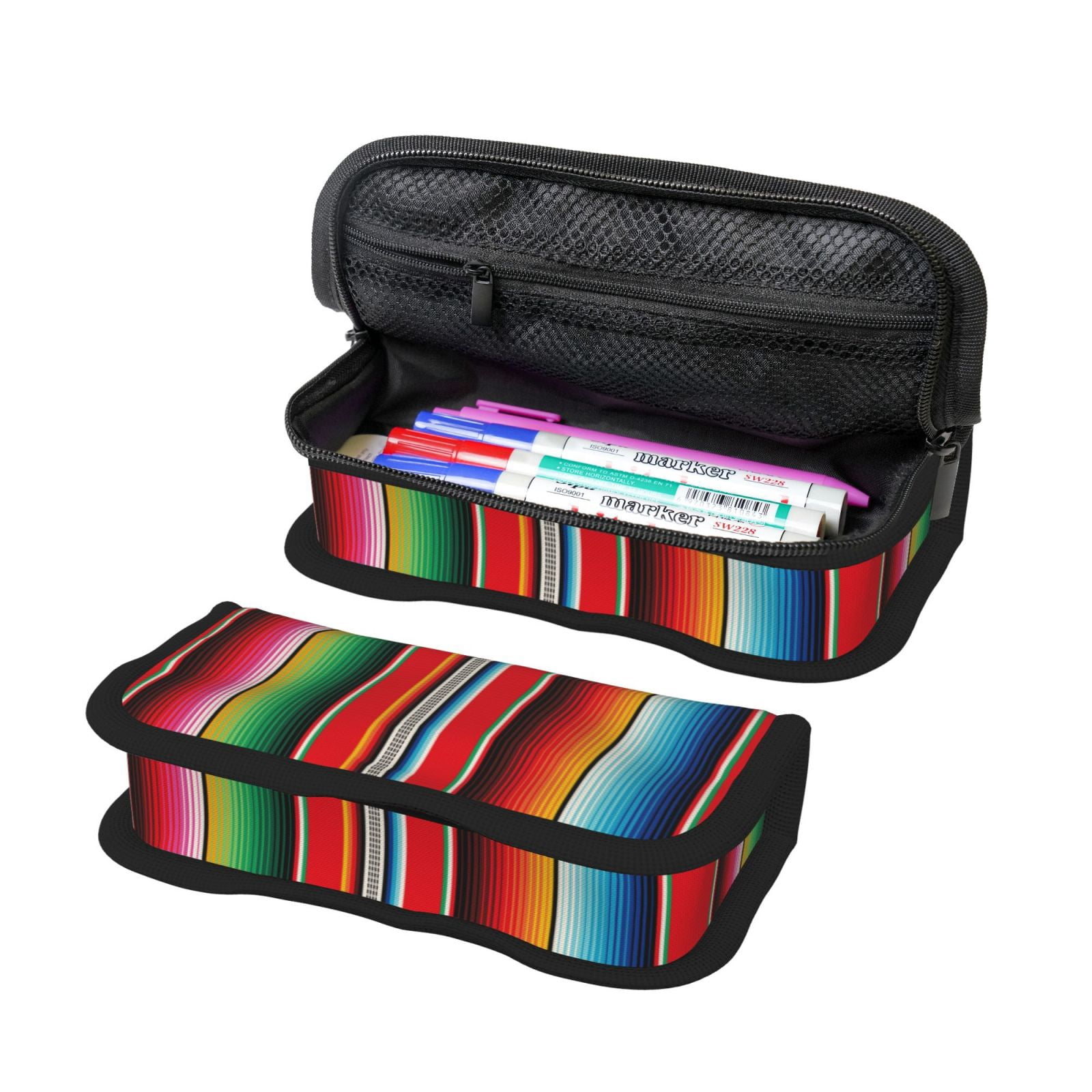 Haiem Mexican Serape Blanket Stripes Printed Large Pencil Case, Big ...