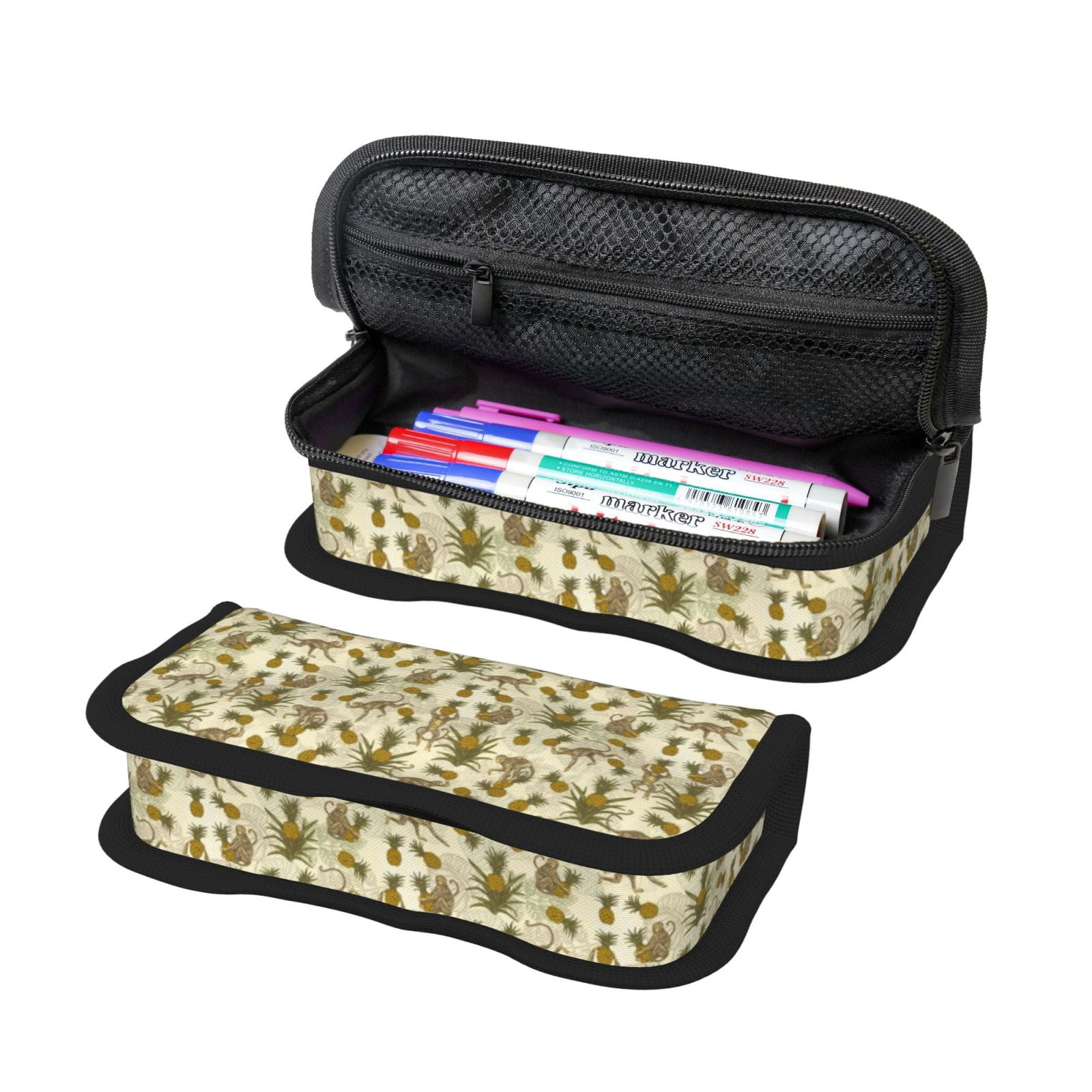 Haiem Monkeys and Pinealpples Printed Large Pencil Case, Big Capacity ...