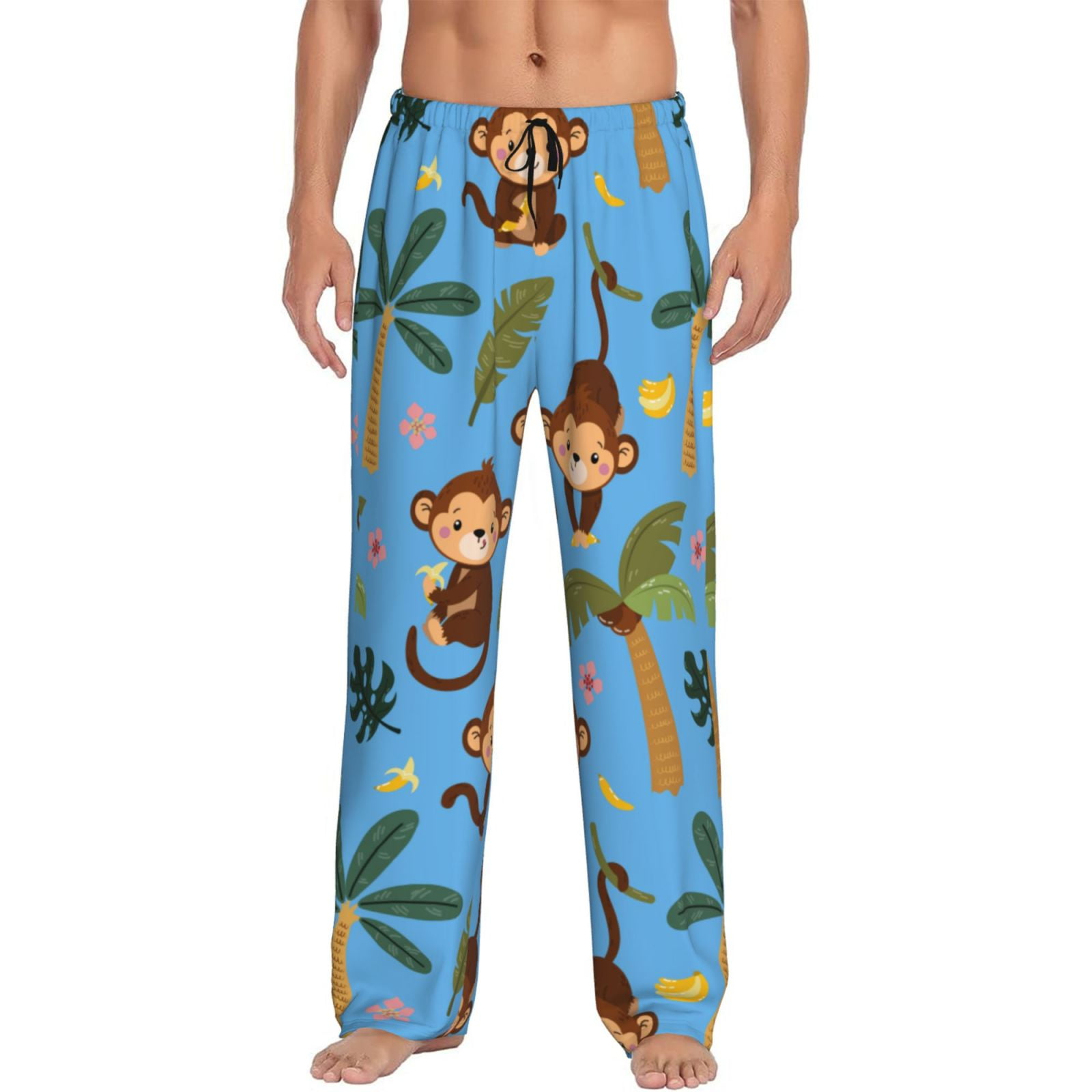 Haiem Monkeys Swinging from Palms Men's Pajama Pants Ultra Lightweight ...