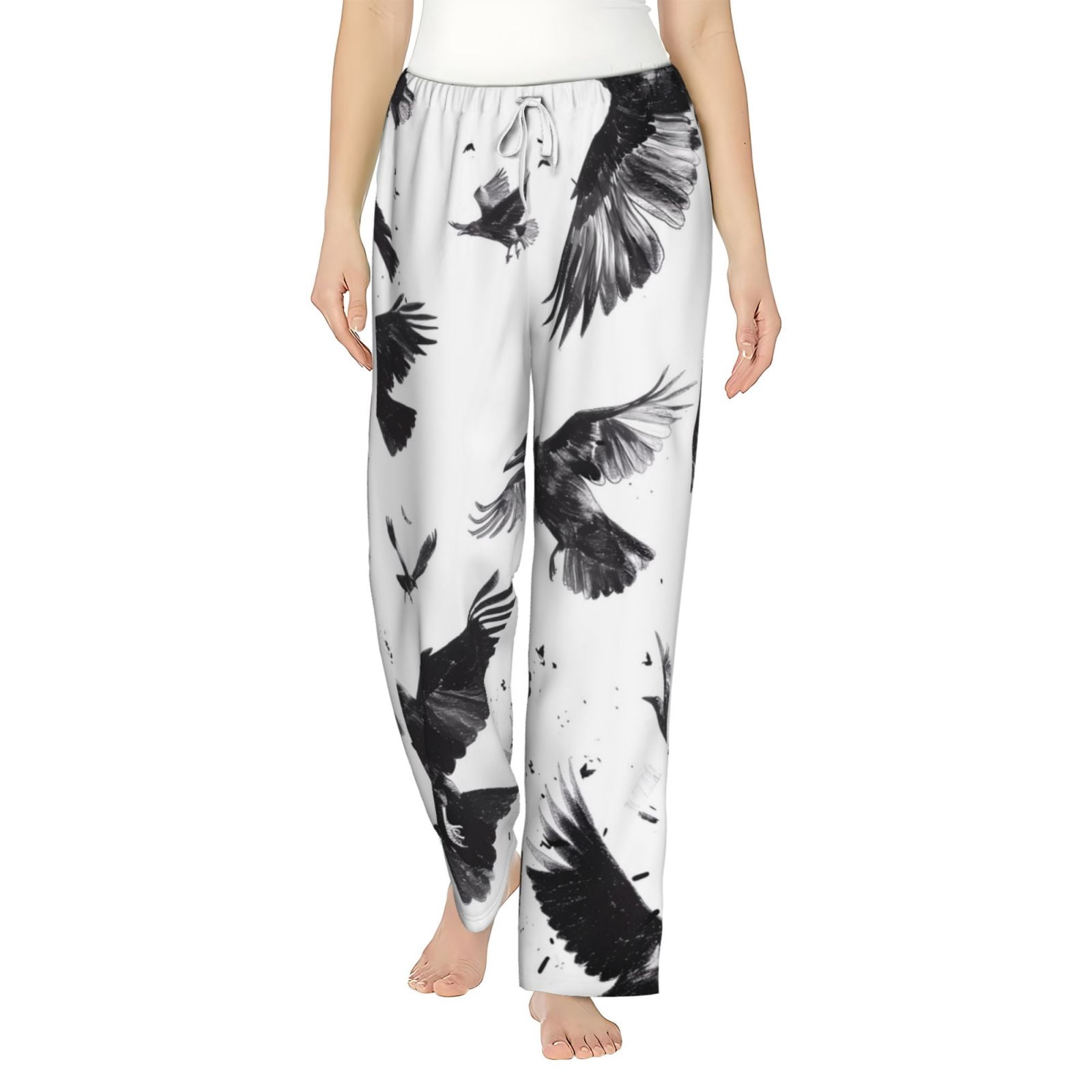 Haiem Monochrome Flying Ravens Women's Pajama Pants Ultra Lightweight ...