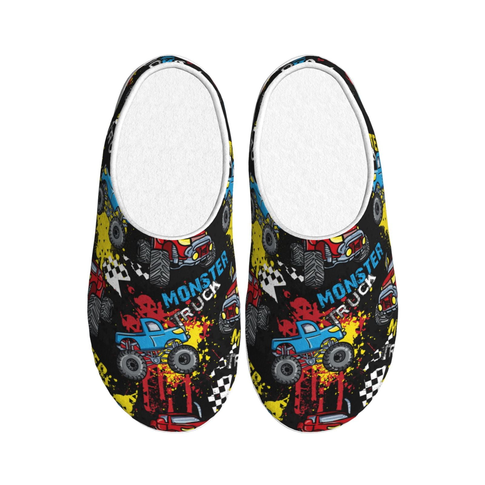 Haiem Monster Car Print Women's Fuzzy Memory Foam House Slipper Cozy ...