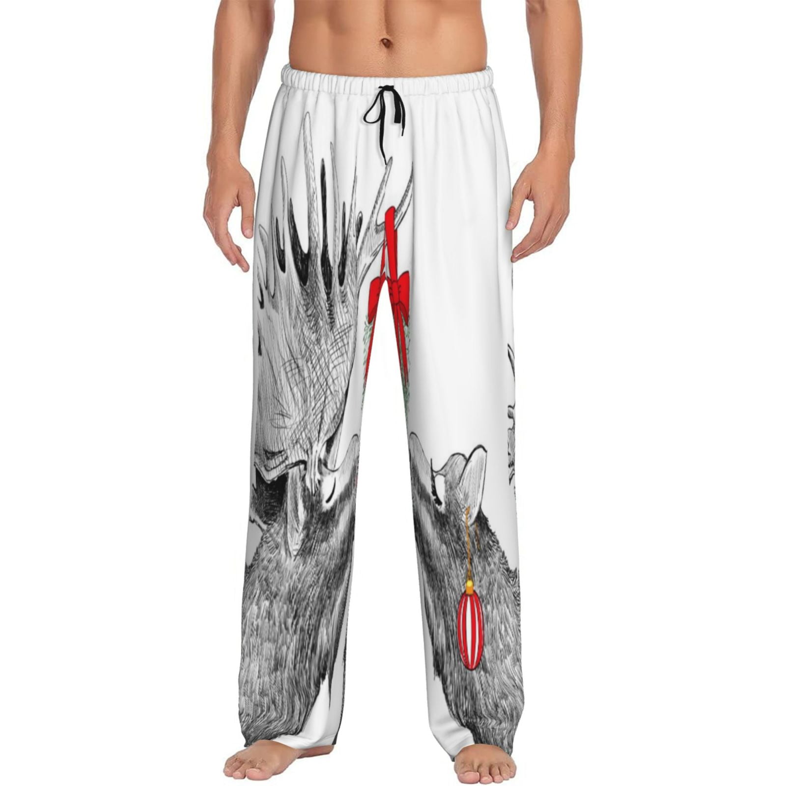 Haiem Moose Kissing Under Mistletoe Men's Pajama Pants Ultra ...