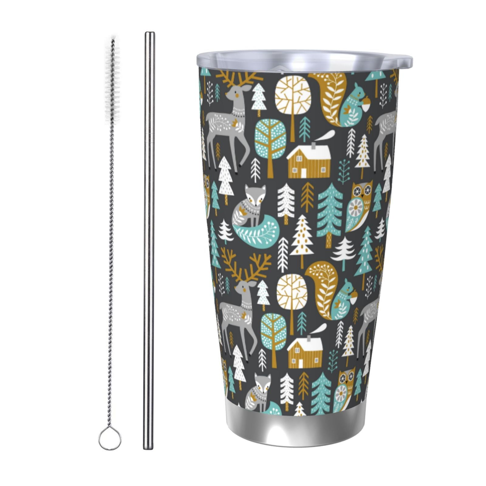 Haiem Moose Squirrel owls tree Printed 20oz Straight Skinny Car Cups ...