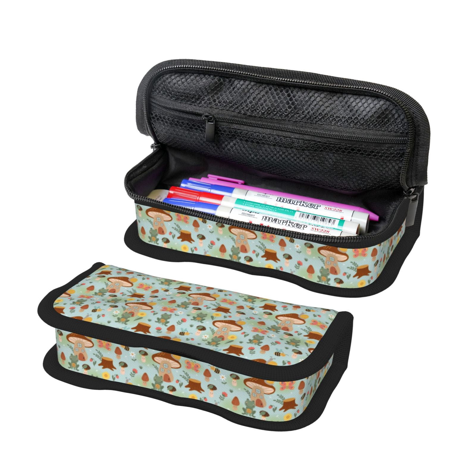 Haiem Mushroom House Insect Frog Printed Large Pencil Case, Big ...