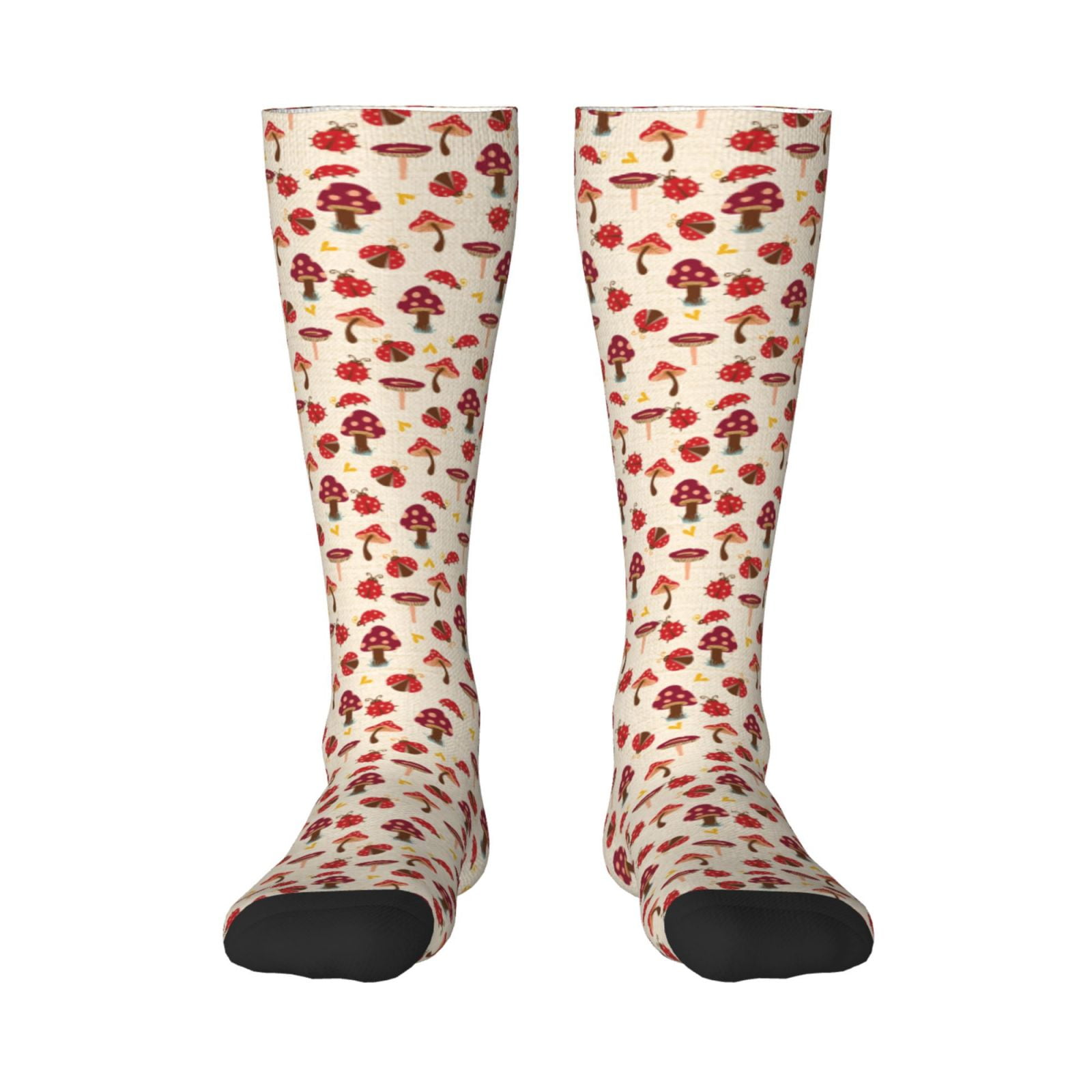 Haiem Mushrooms and Lady Bugs Funny Novelty Crazy Design Cotton Socks ...