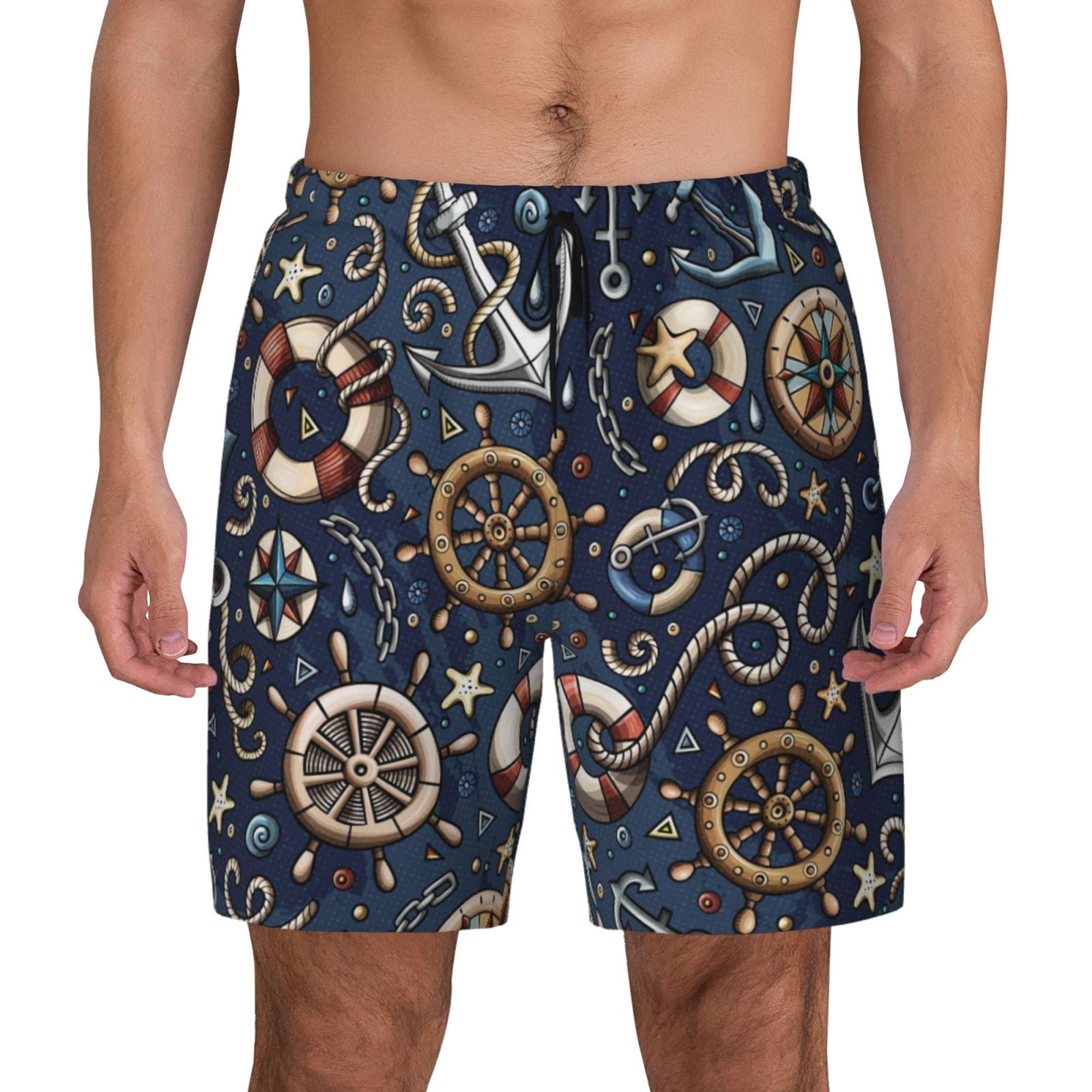 Haiem Nautical Mens Swim Trunks with Compression Liner 2 in 1 Swimming ...