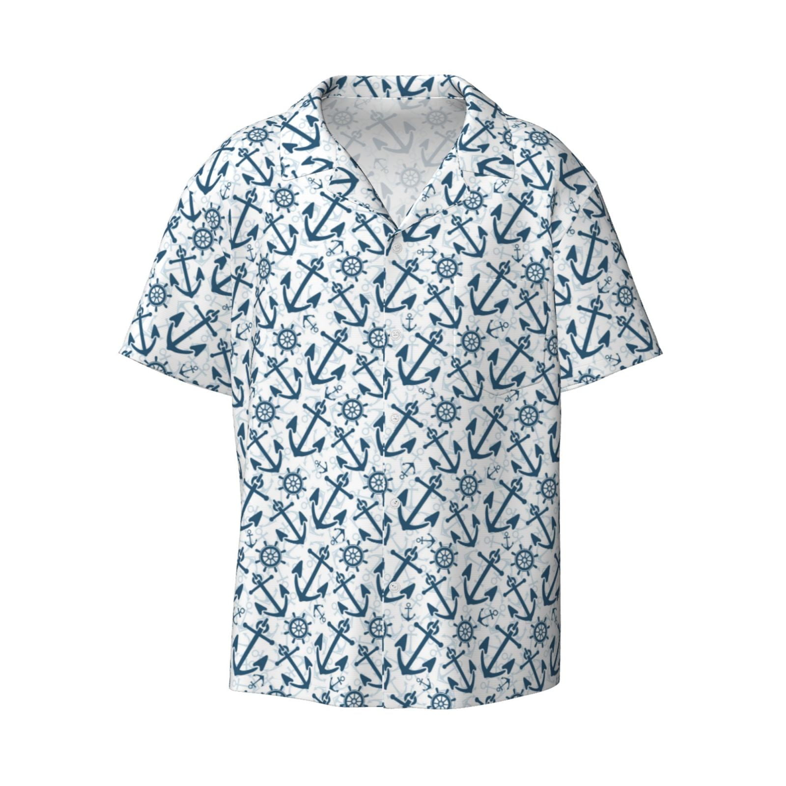 Haiem Nautical Theme Anchors Men's Casual Shirts Short Sleeve Button ...