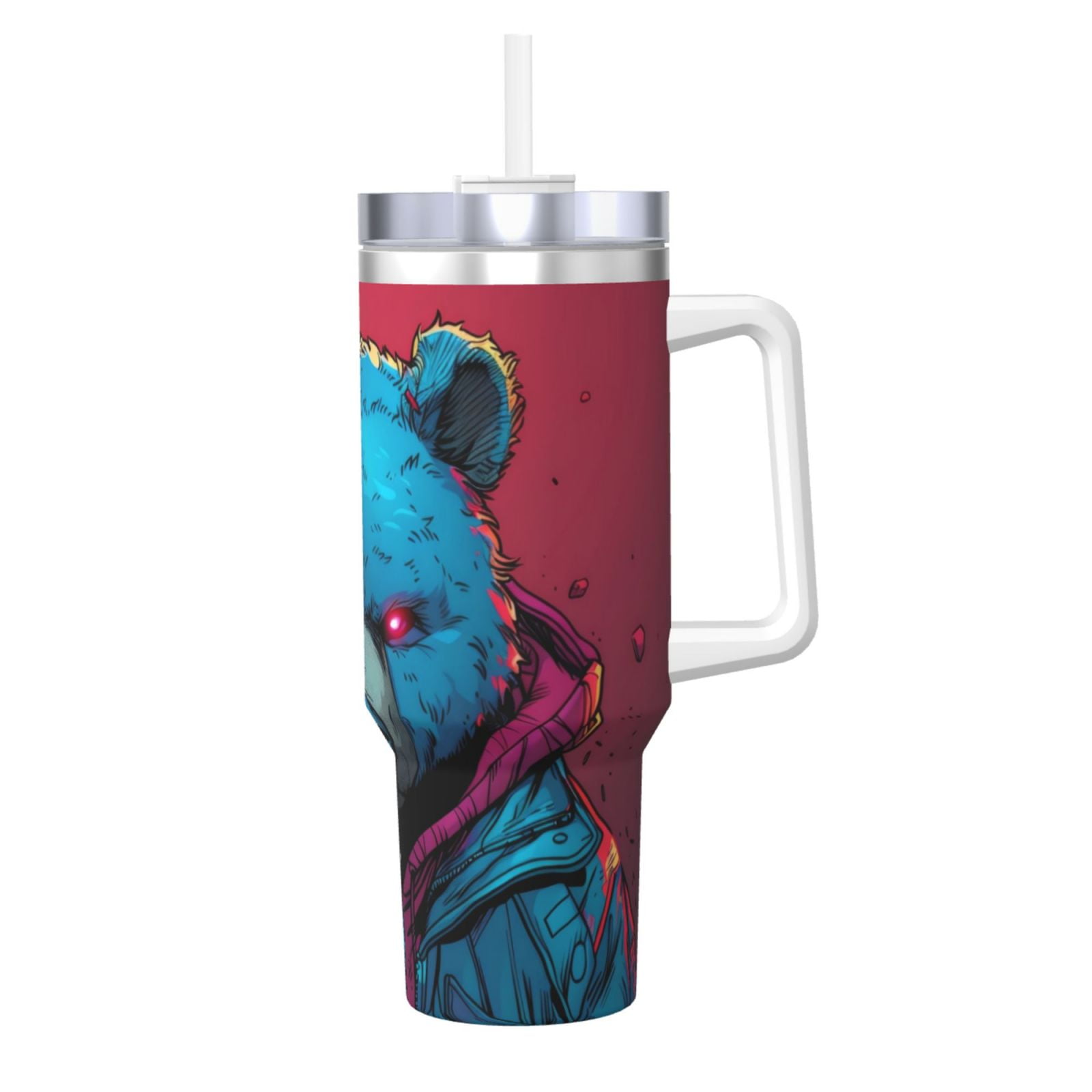 Haiem Neon Cyberpunk Blue Bear Printed 40OZ Ice Bully With Handle ...