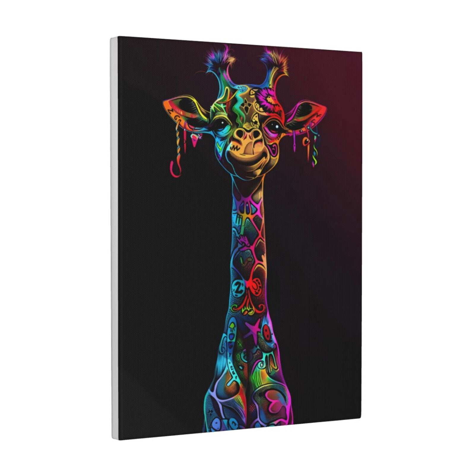 Haiem Neon Psychedelic Giraffe Print 30x40in Canvas Decorative Picture ...