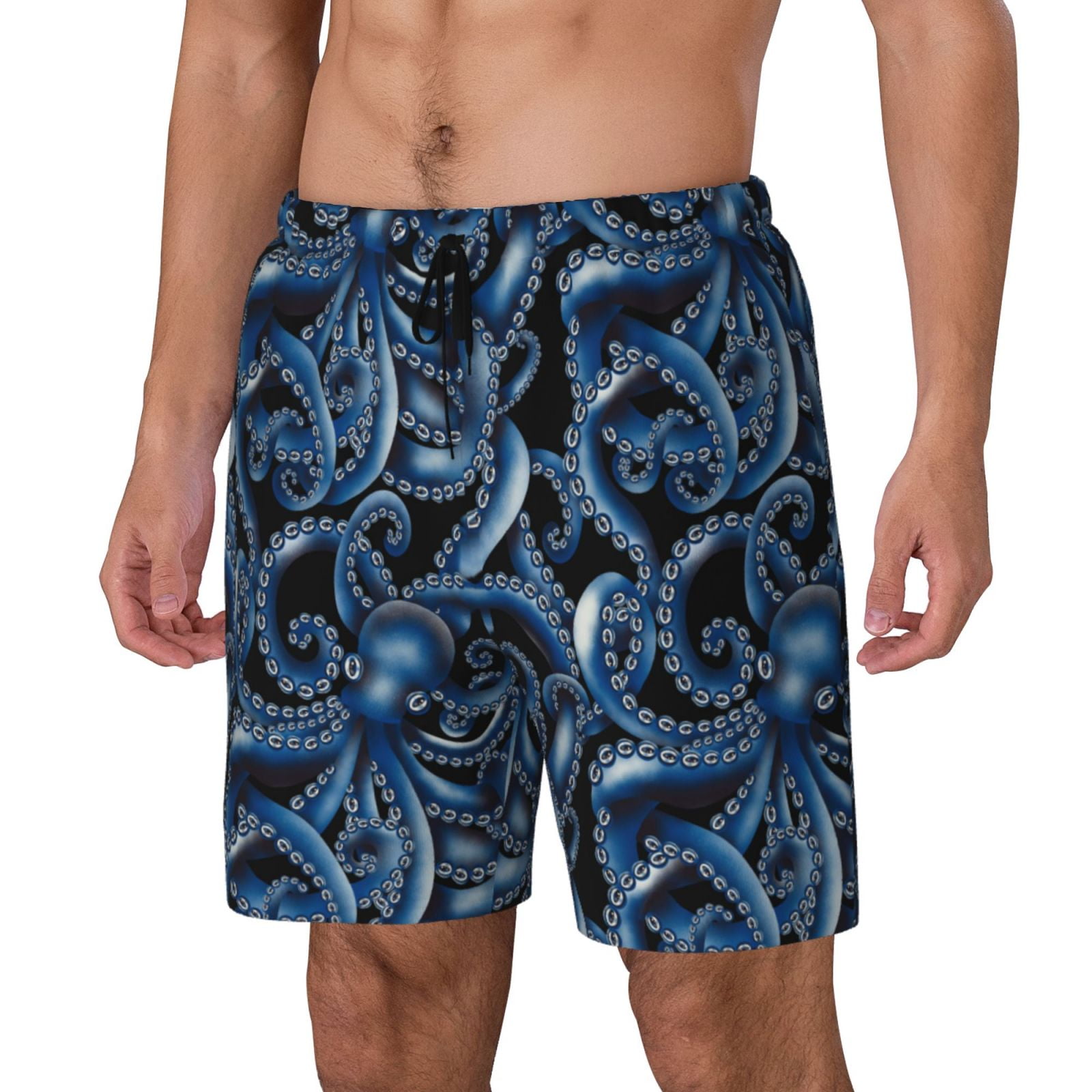 Haiem Octopus Pattern Mens Swim Trunks with Compression Liner 2 in 1 ...