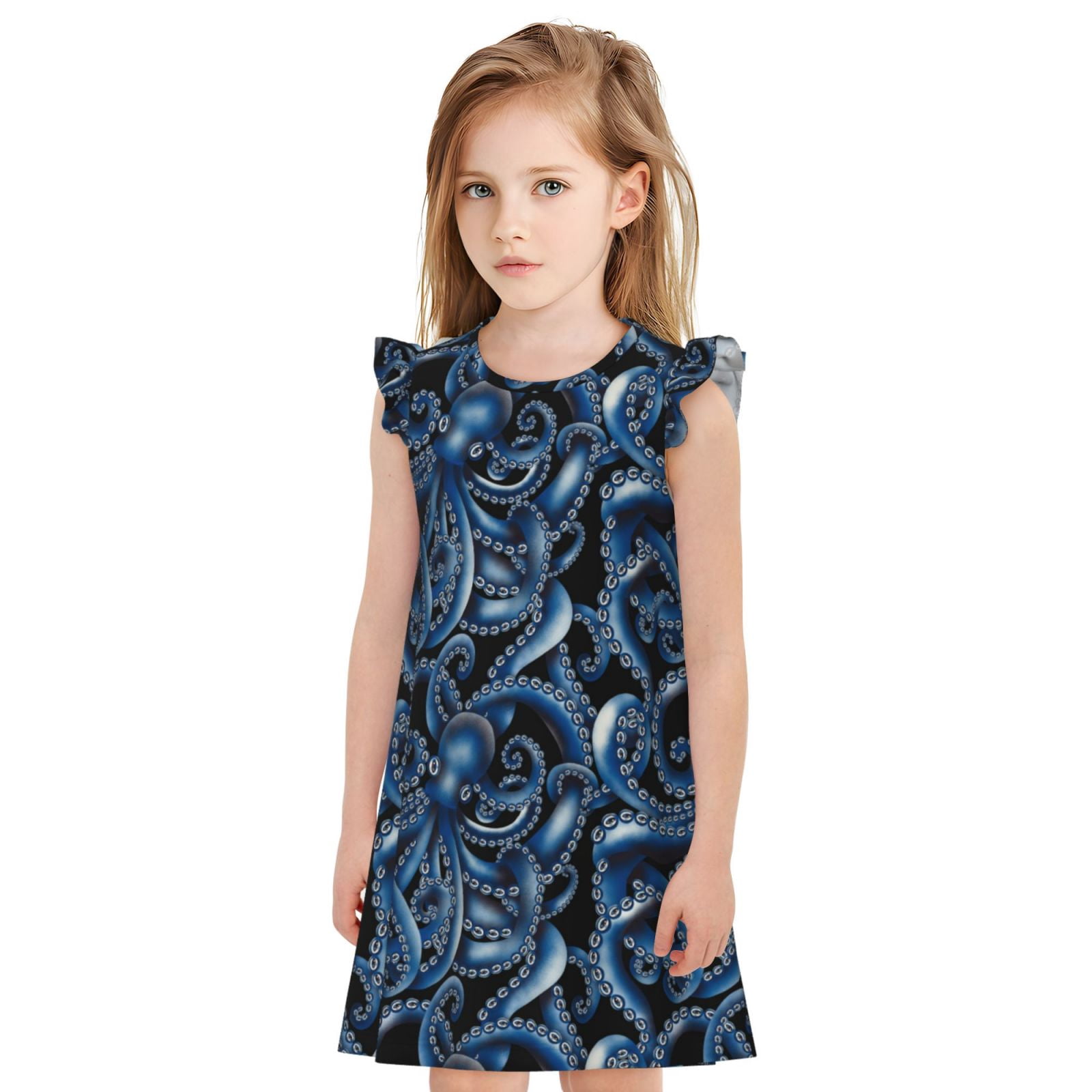 Haiem Octopus Printed Girls Nightgowns Sleepwear Short Sleeve Pajama ...