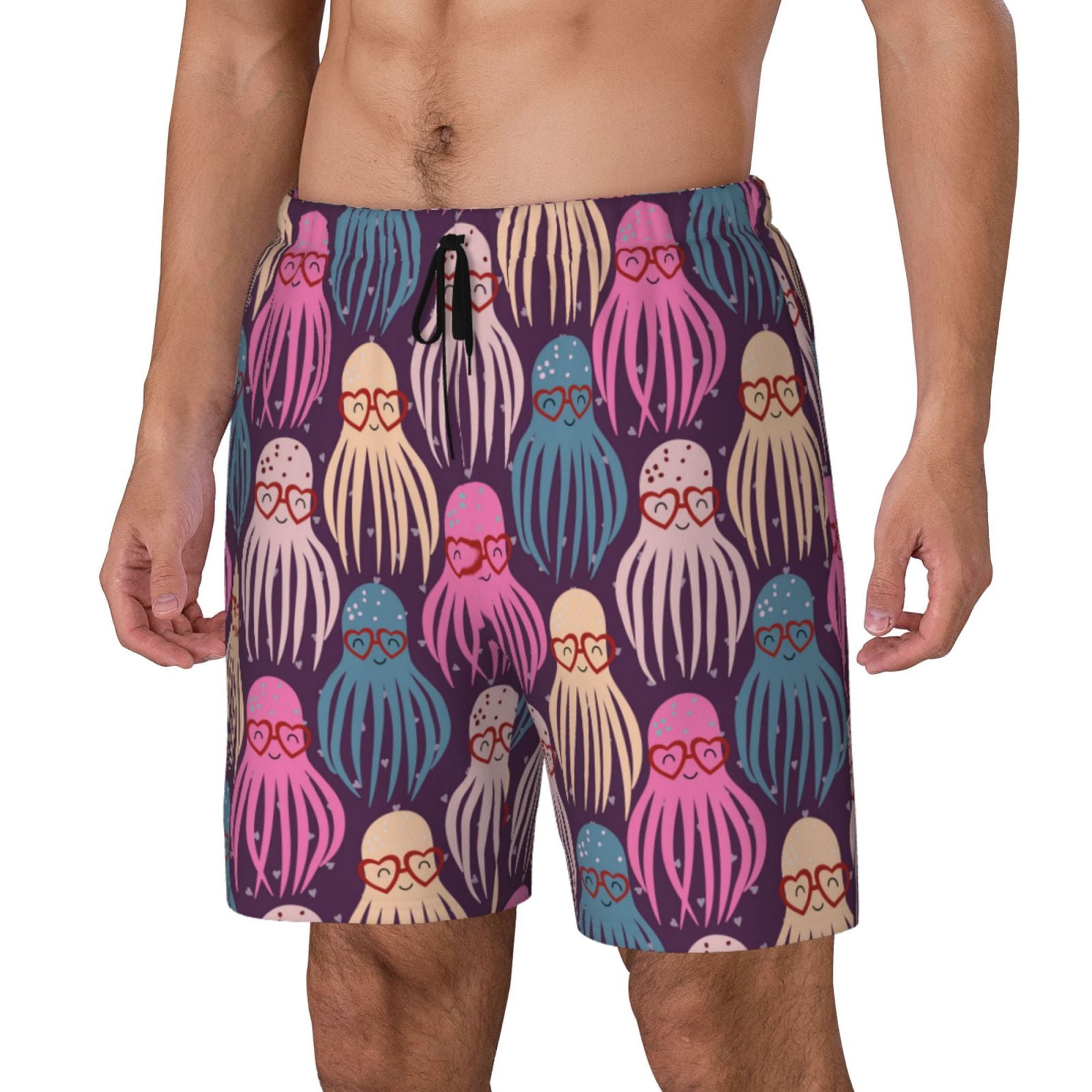 Haiem Octopus in love Pattern Mens Swim Trunks with Compression Liner 2 ...
