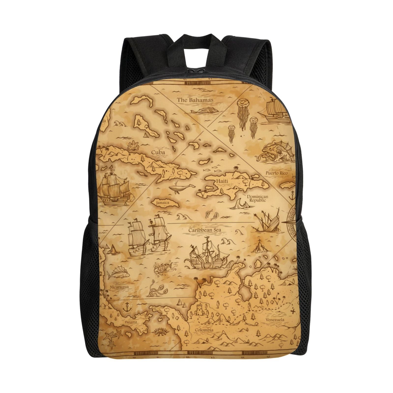 Haiem Old Vintage Map Of Sea Backpack - Stylish and Durable 15-inch ...