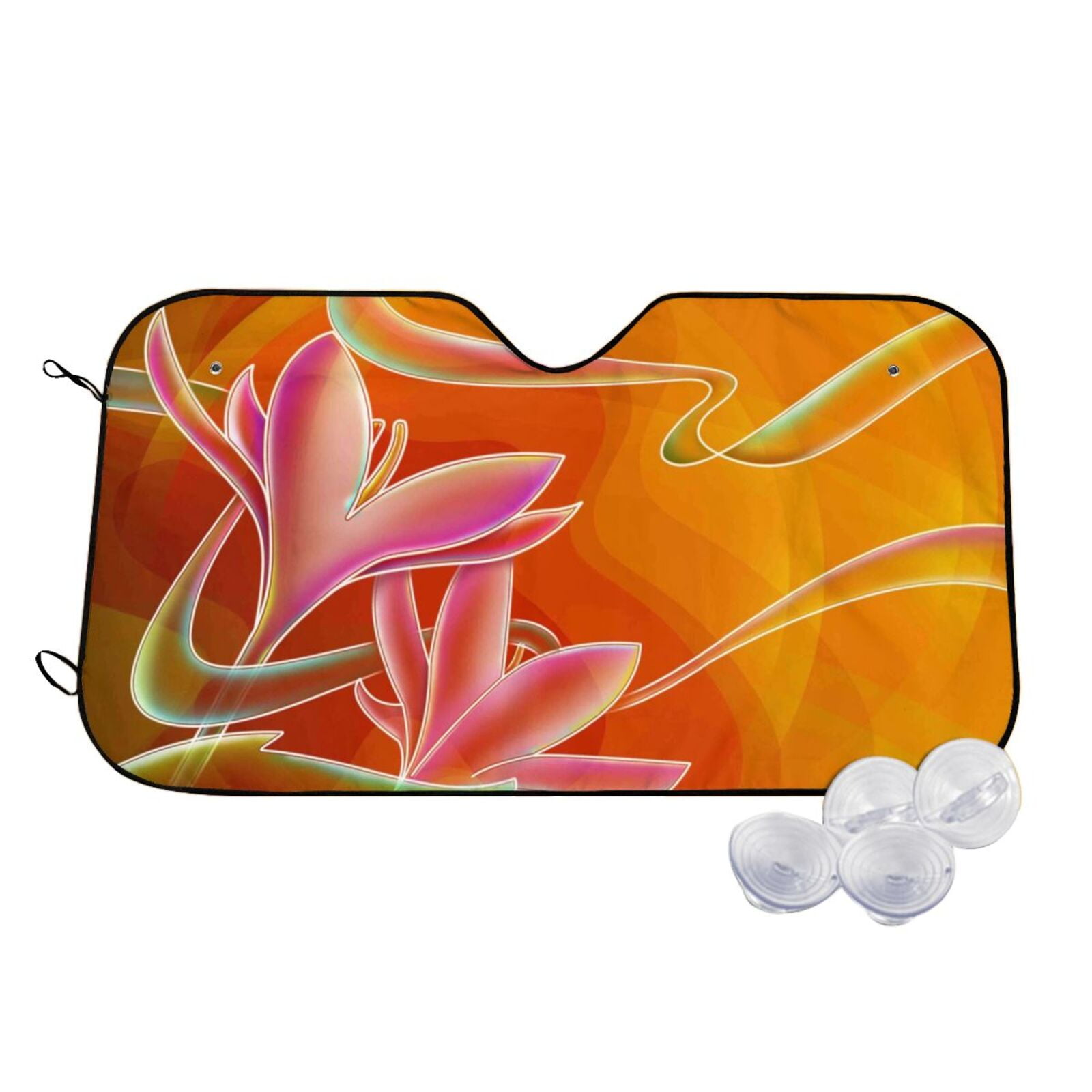 Haiem Orange Flower Psychedelic Car Windshield Sun Shade - Blocks UV ...