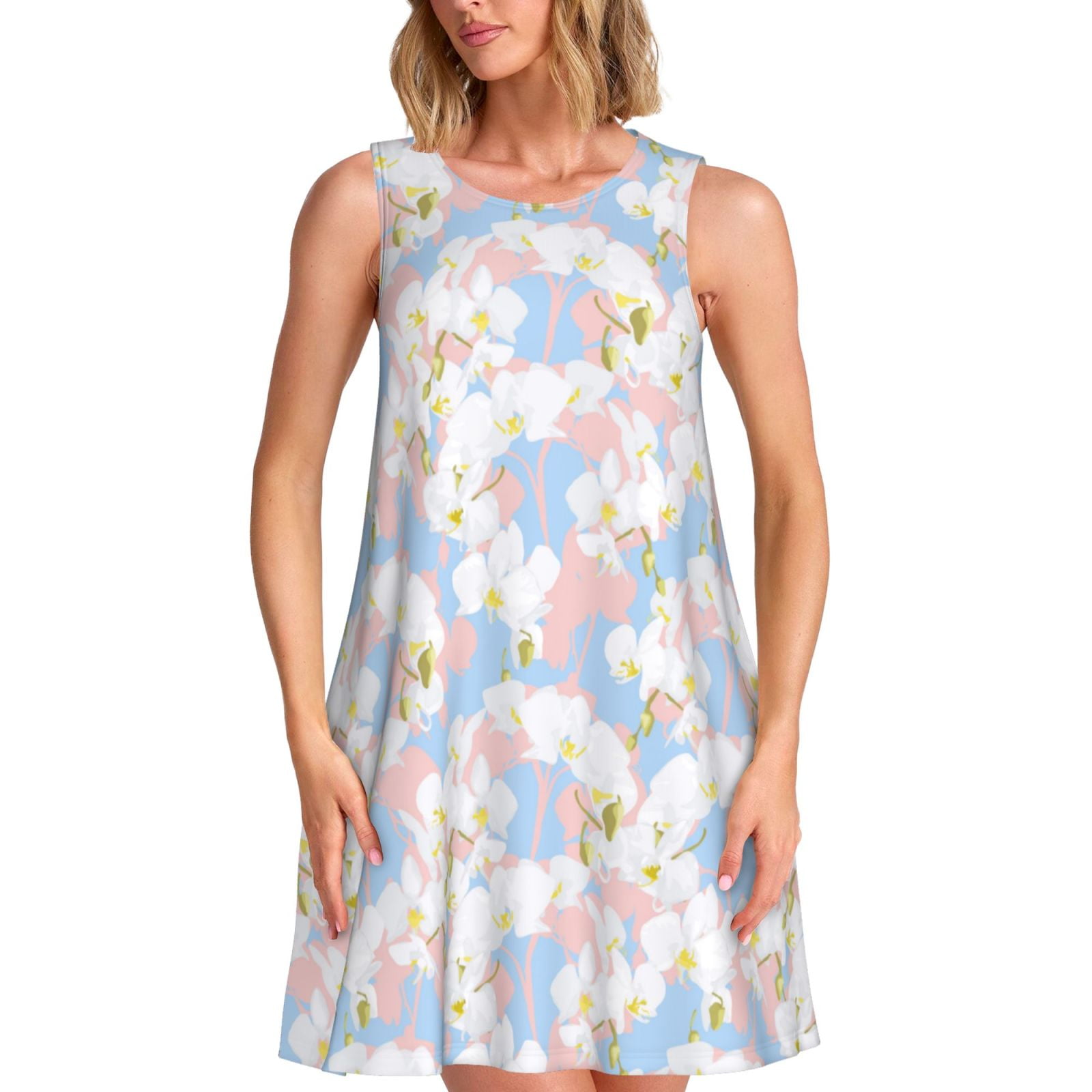 Haiem Orchids Flowers for Women’s Summer Dresses – Casual Sleeveless ...
