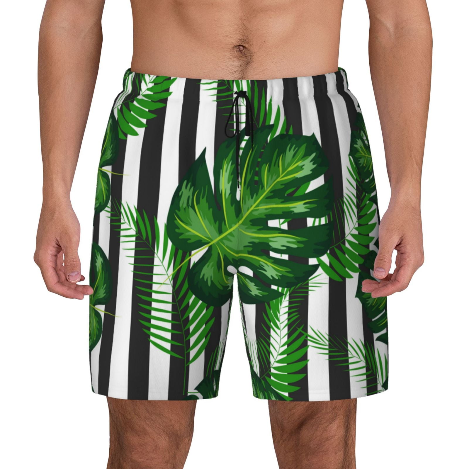 Haiem Palm Greenery Mens Swim Trunks with Compression Liner 2 in 1 ...