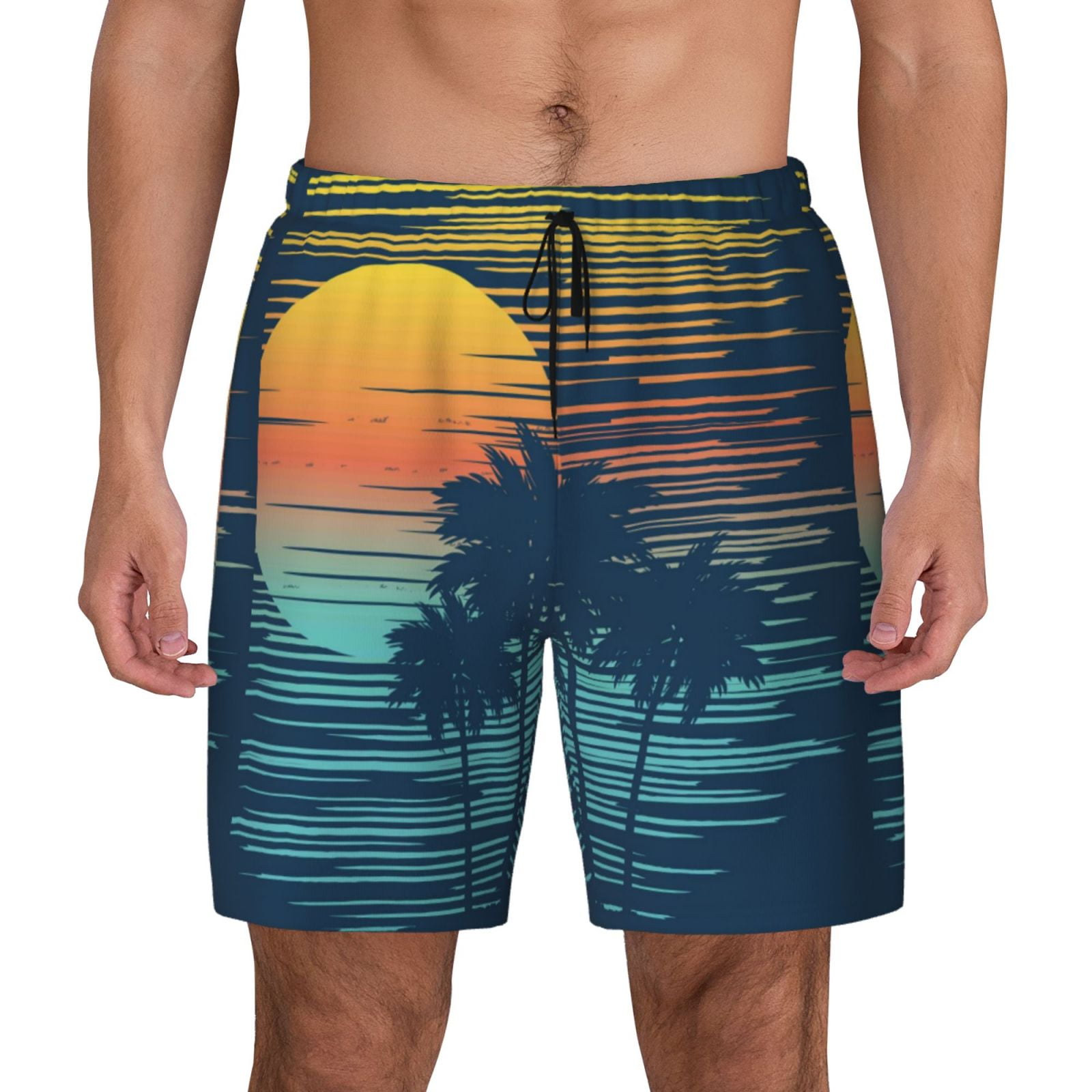 Haiem Palm Trees Mens Swim Trunks with Compression Liner 2 in 1 ...