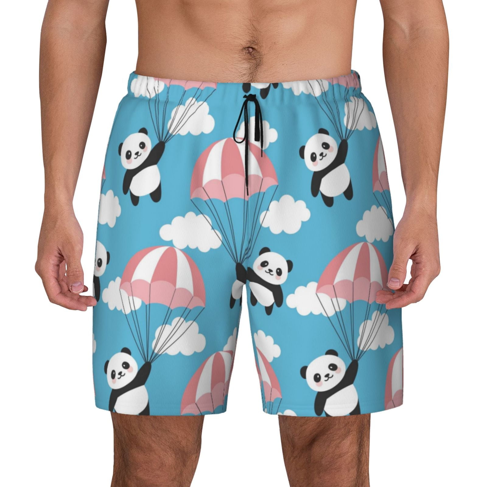 Haiem Panda Flying in the Sky Mens Swim Trunks with Compression Liner 2 ...
