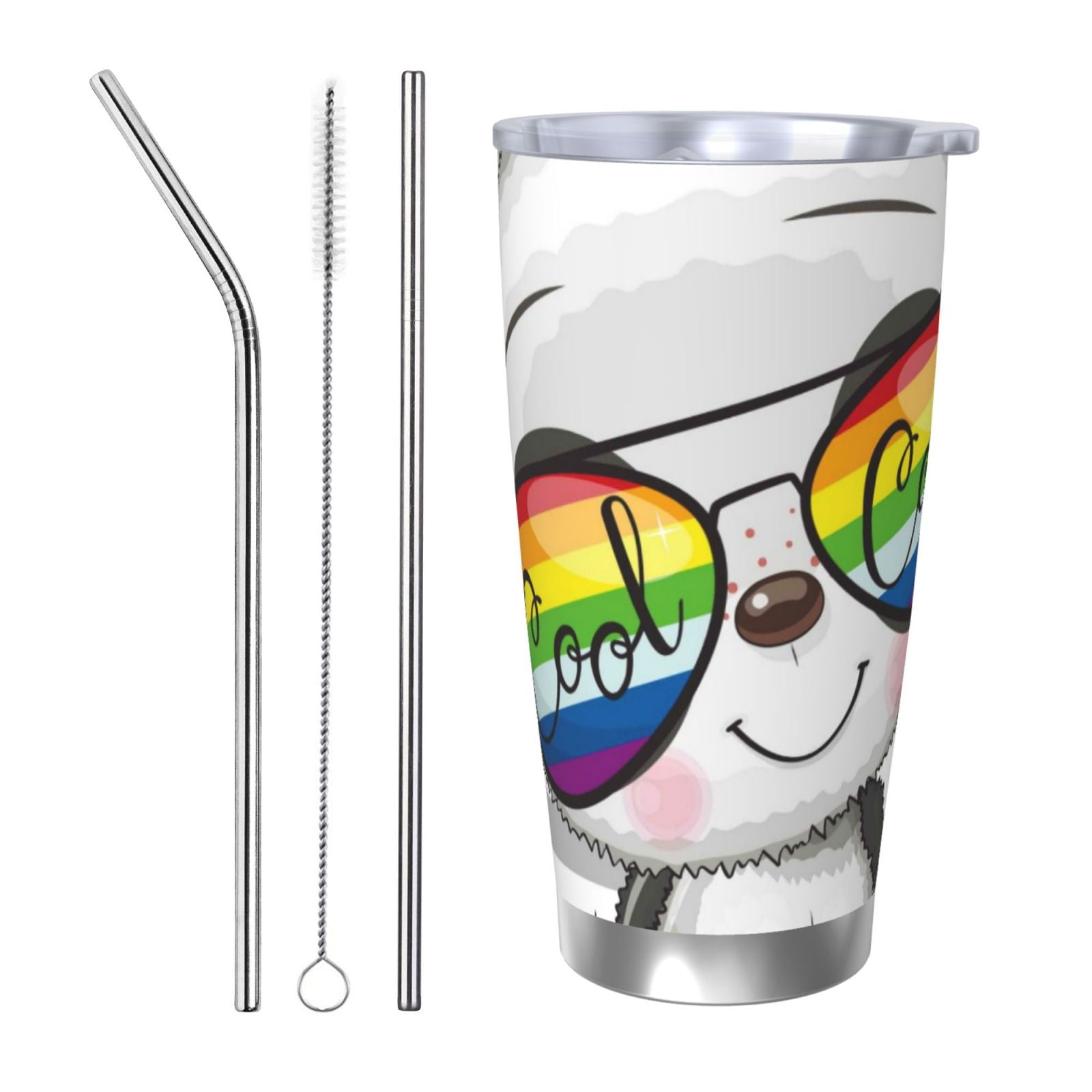 Haiem Panda with Sun glasses Printed 20oz Straight Skinny Car Cups With ...