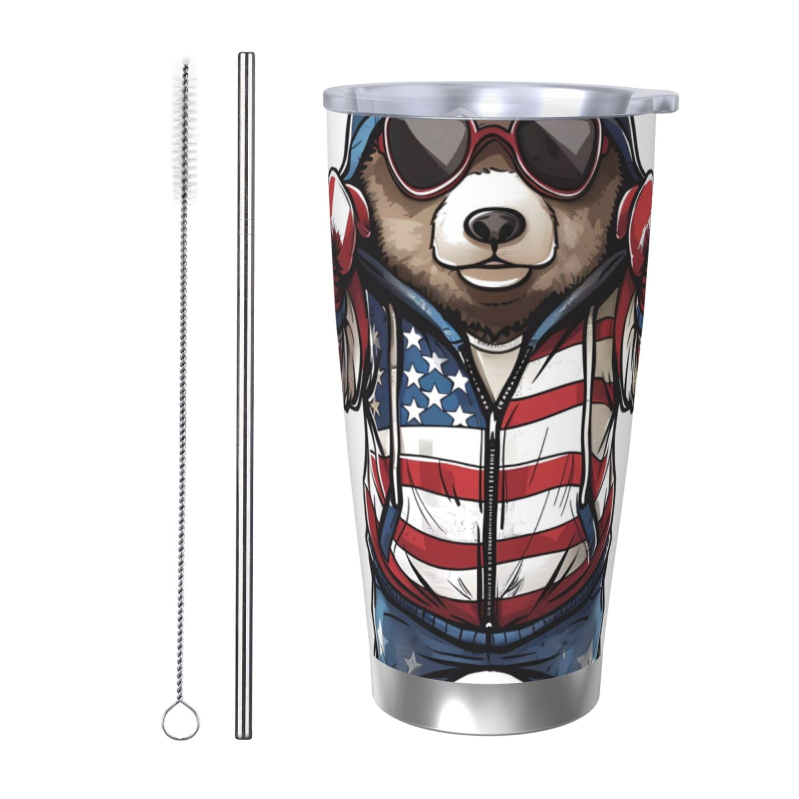 Haiem Patriotic Boxing Bear Art Printed 20oz Straight Skinny Car Cups ...