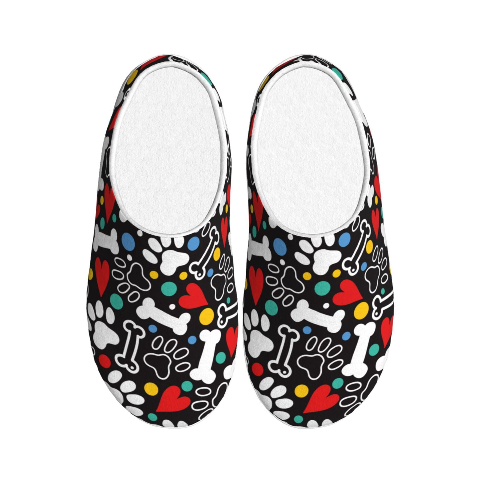 Haiem Paw And Bones Print Women's Fuzzy Memory Foam House Slipper Cozy ...