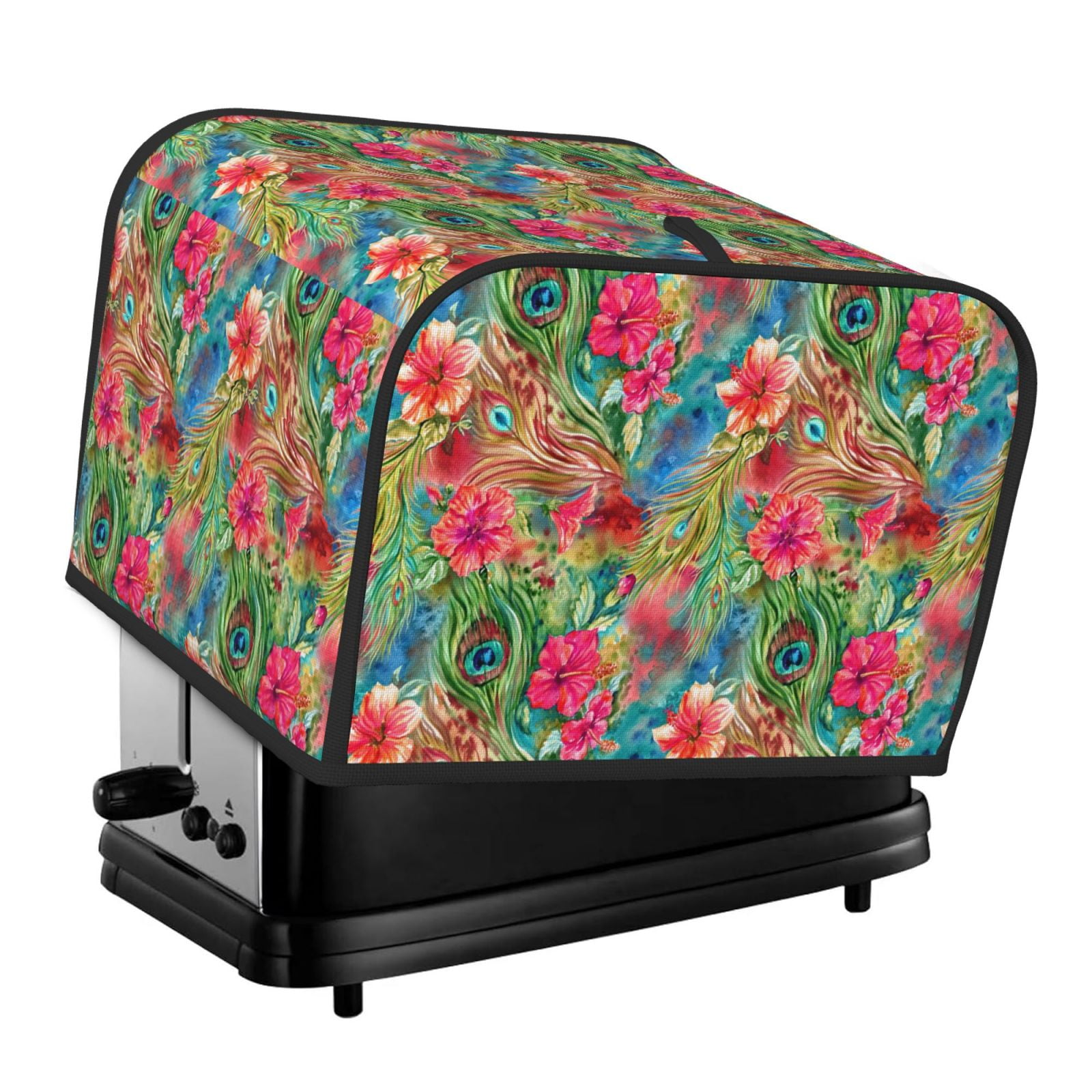 Haiem Peacock Feathers And Flowers Print Toaster Covers 4 Slice Wide ...