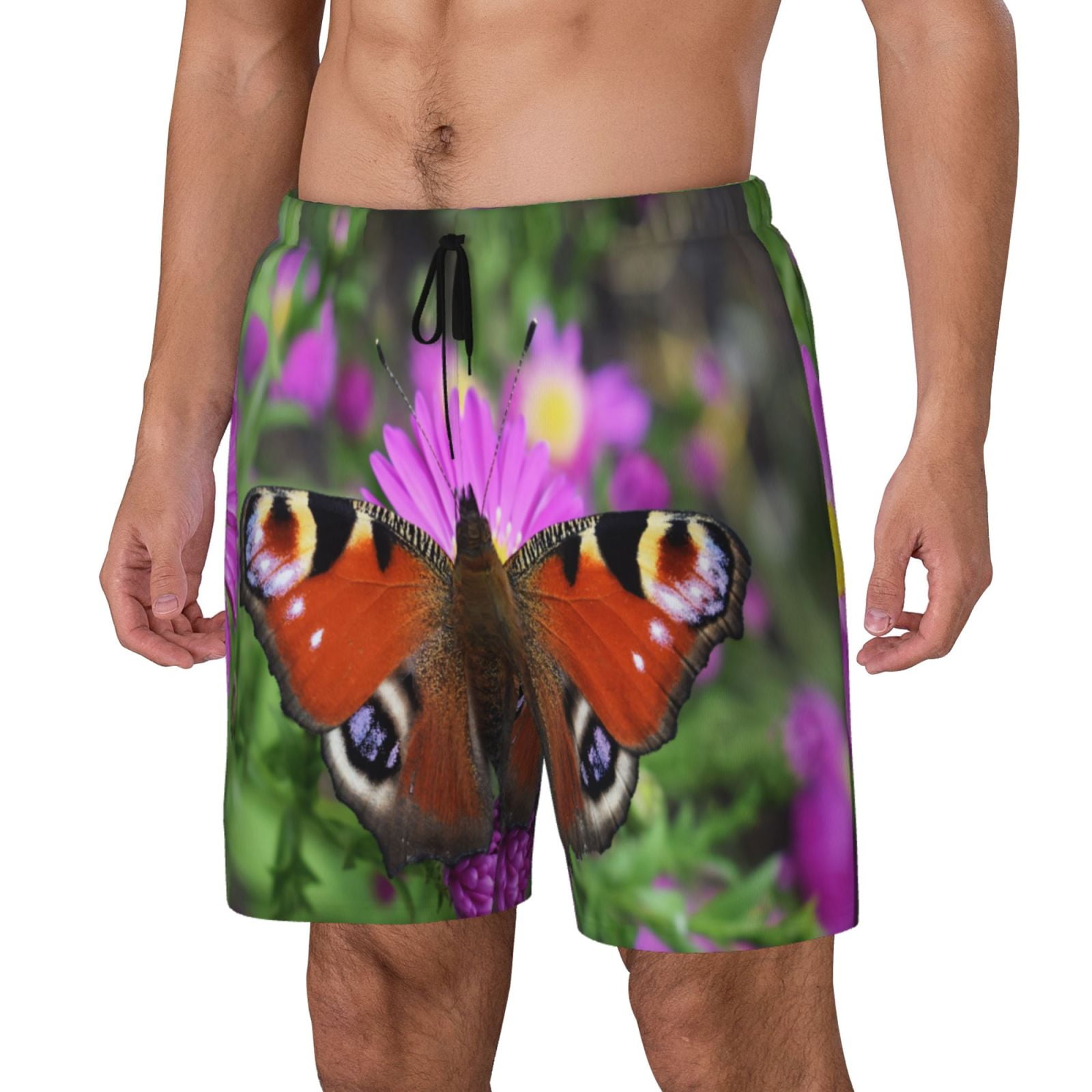 Haiem Peacock butterfly Pattern Mens Swim Trunks with Compression Liner ...