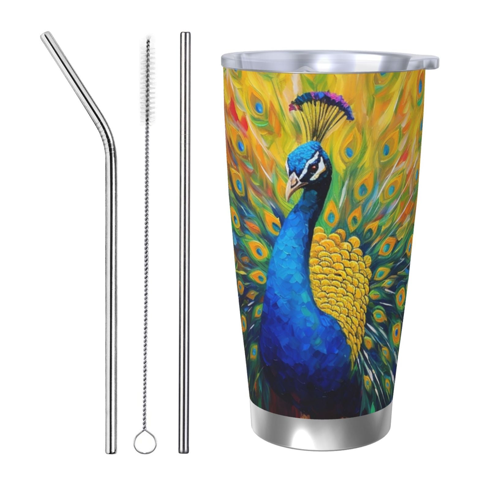 Haiem Peacocks Printed 20oz Straight Skinny Car Cups With Insulated Cup ...