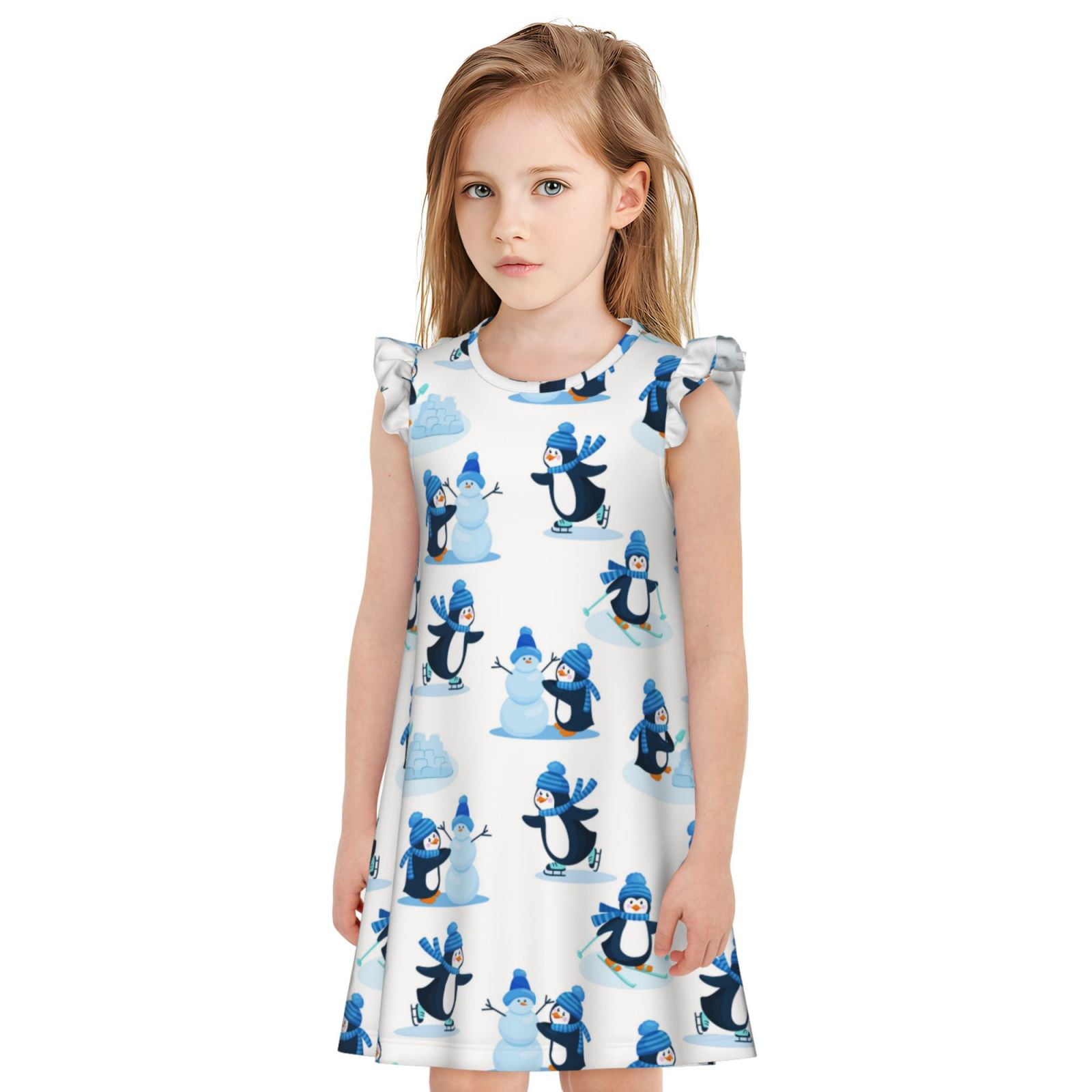 Haiem Penguin Winter Fun Printed Girls Nightgowns Sleepwear Short ...