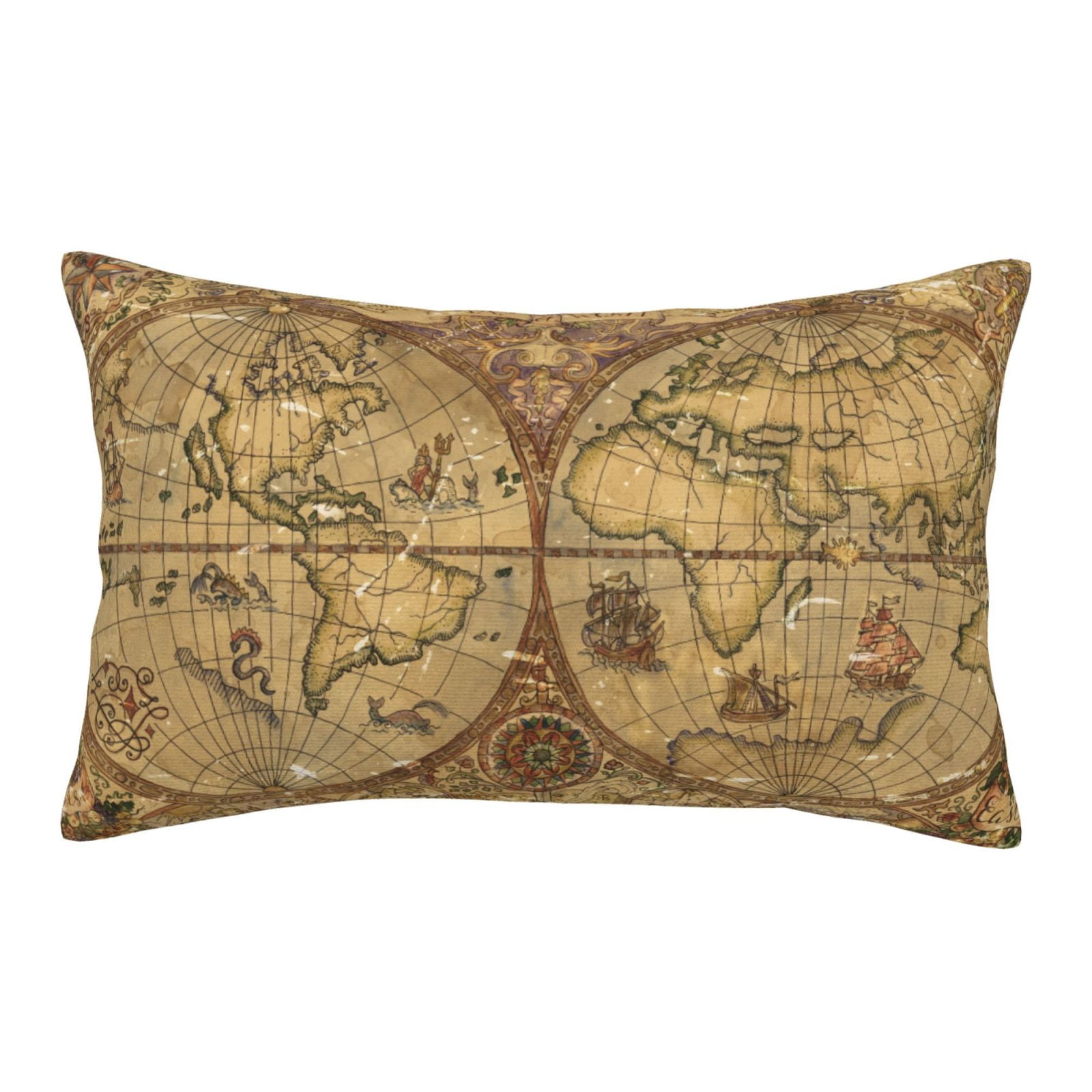 Haiem Pillowcase for Hair and Skin Queen - World Map1 Printed Soft ...