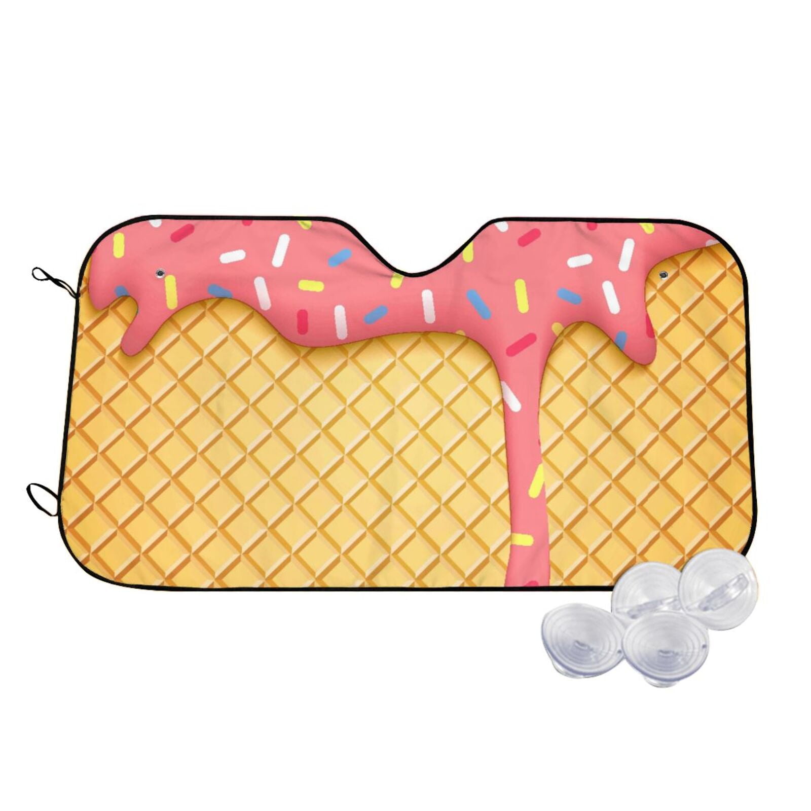 Haiem Pink Ice Cream Car Windshield Sun Shade - Blocks UV Rays Sun ...