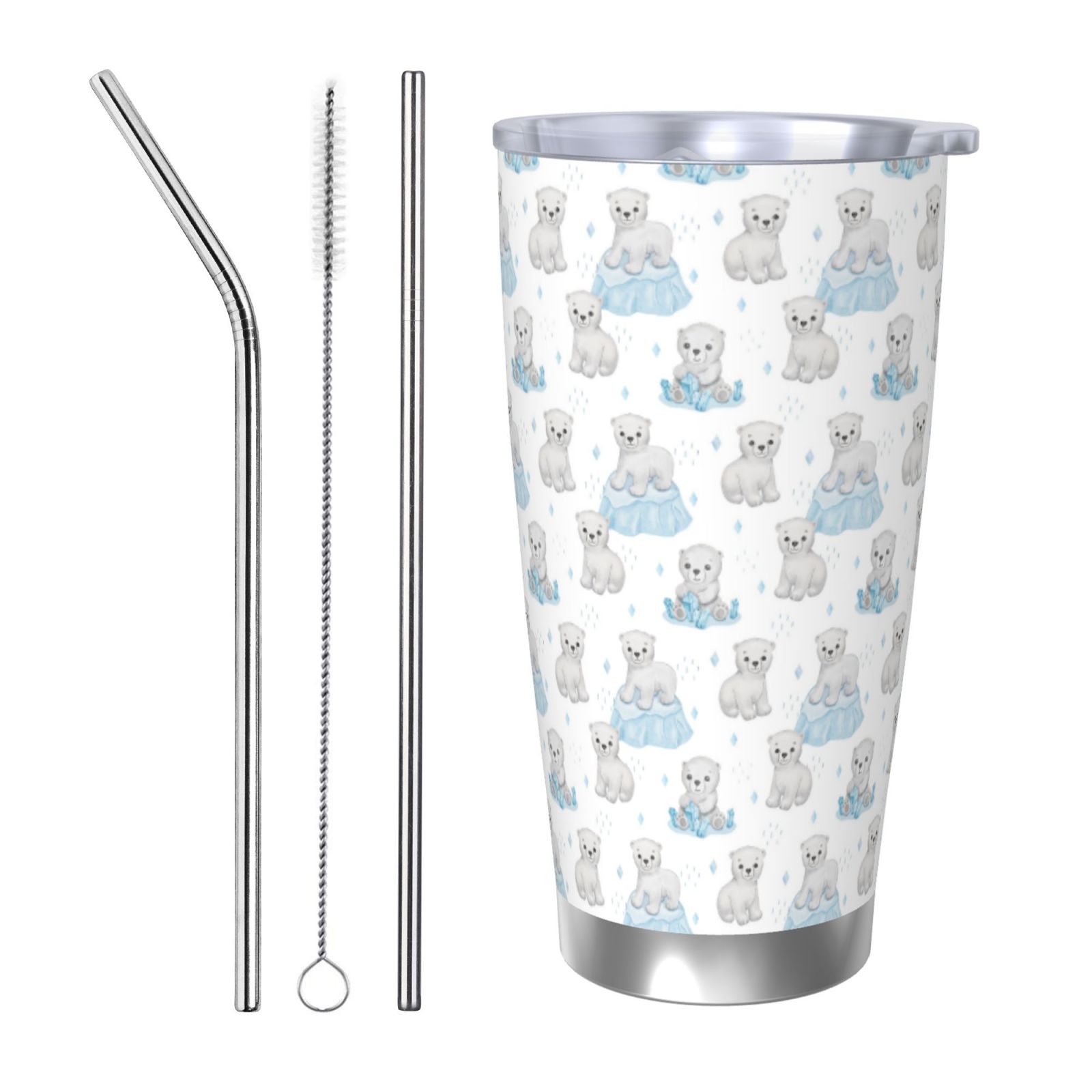 Haiem Playful Polar Bear Pals Printed 20oz Straight Skinny Car Cups ...