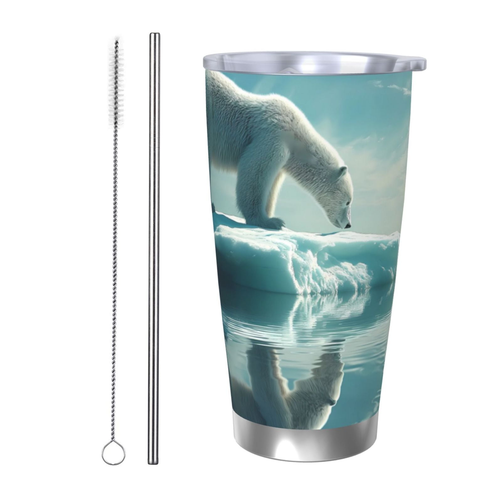 Haiem Polar Bear On Iceberg Printed 20oz Straight Skinny Car Cups With ...