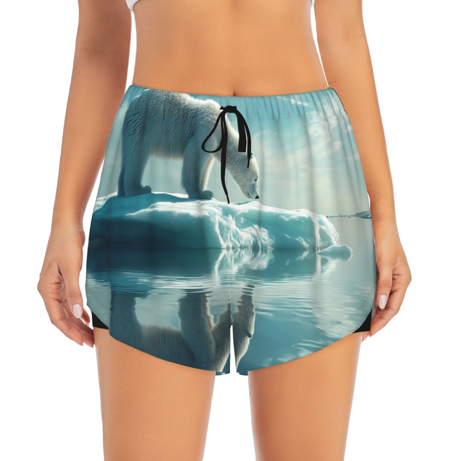 Haiem Polar Bear On Iceberg Women's 2 in 1 Running Shorts - Lightweight ...