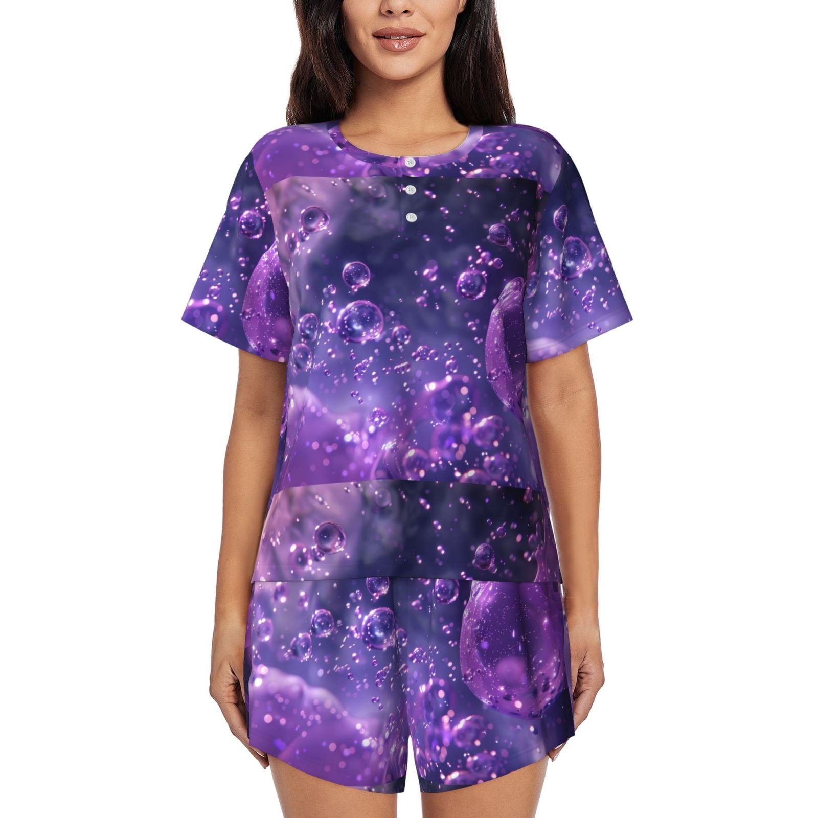 Haiem Purple Bubble Abstract Art Pattern Pajama Set for Women 2 Piece ...