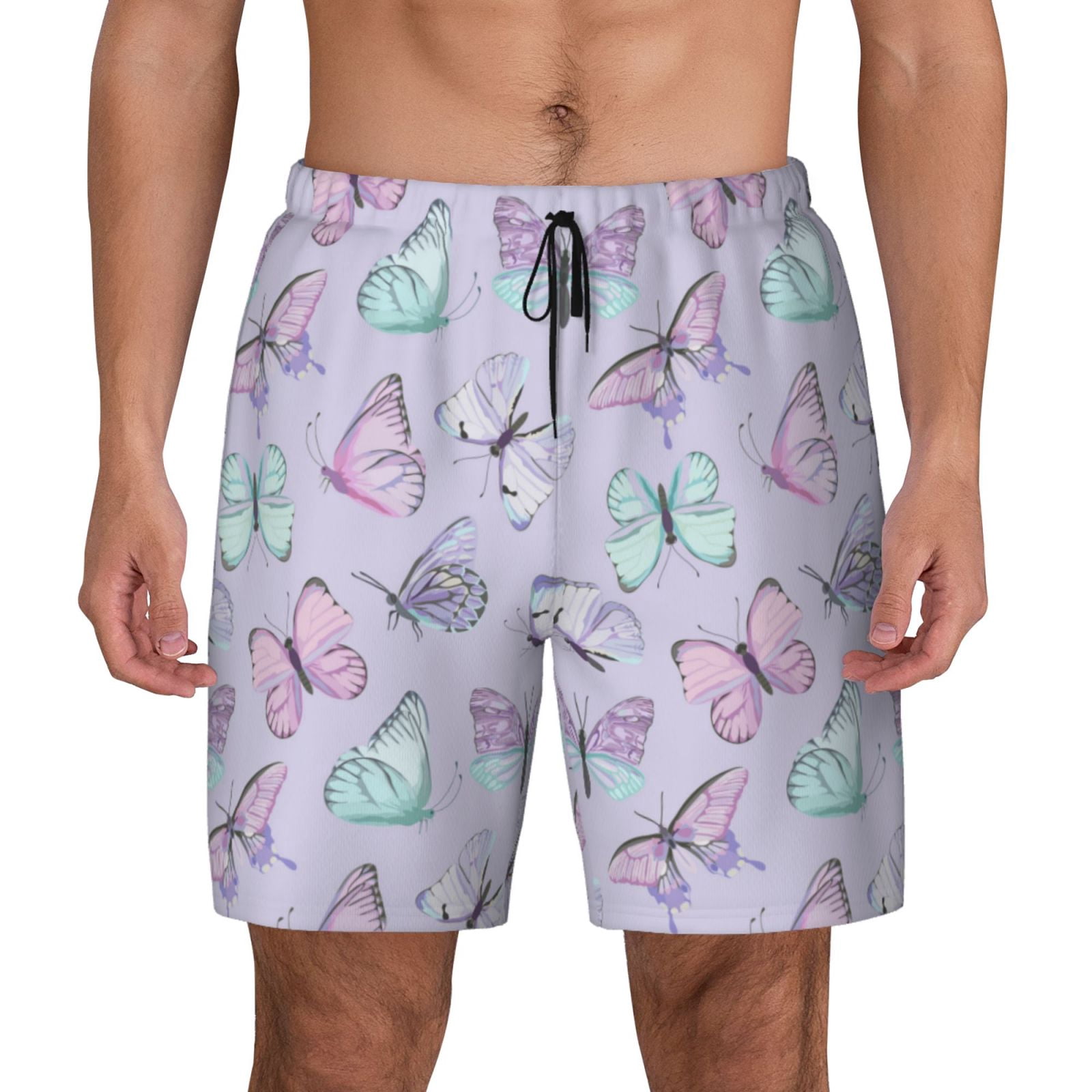 Haiem Purple Butterfly Mens Swim Trunks with Compression Liner 2 in 1 ...