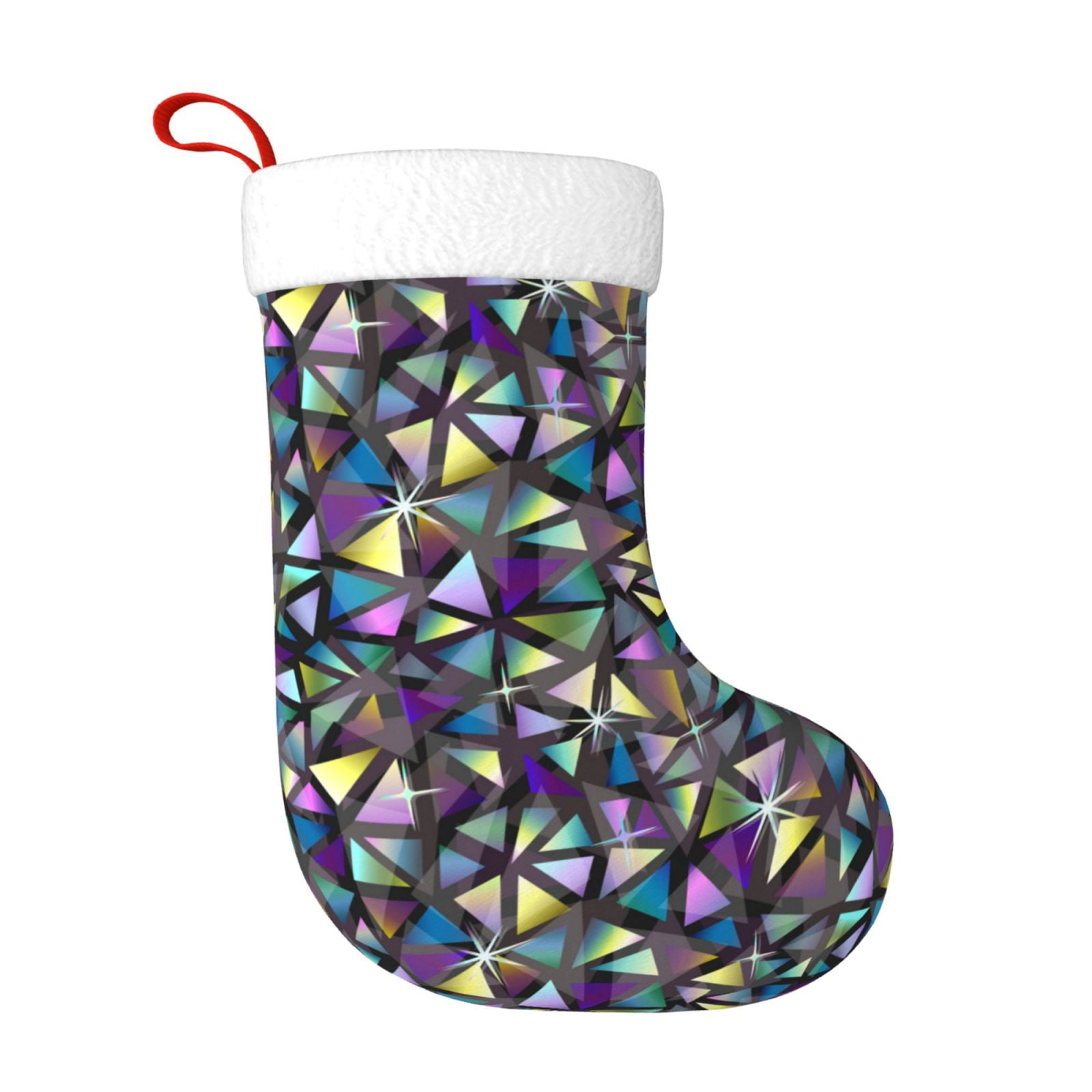 Haiem Purple-Gold Triangles Pattern Christmas Stockings, Personalized ...