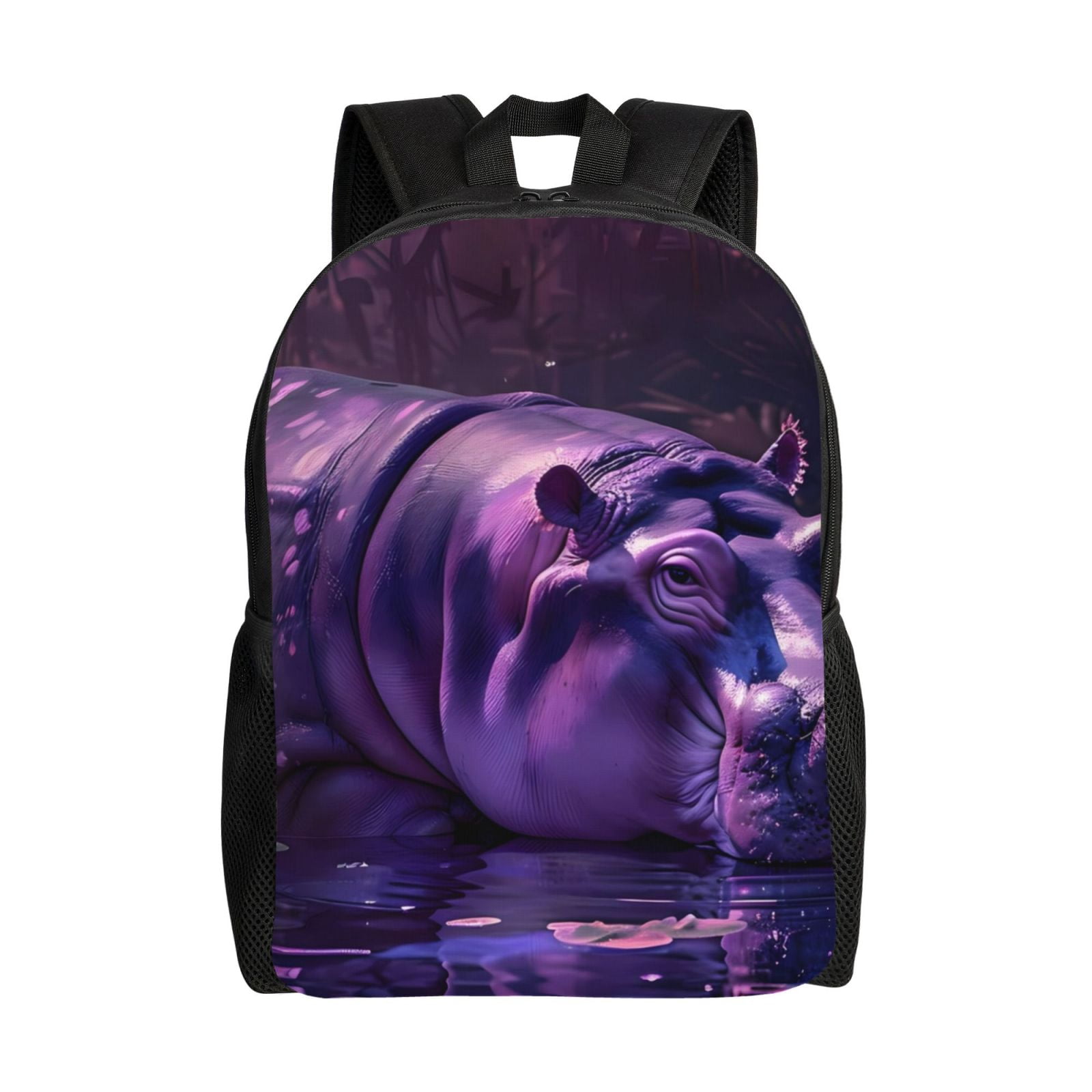 Haiem Purple Hippo In Water Backpack - Stylish and Durable 15-inch ...