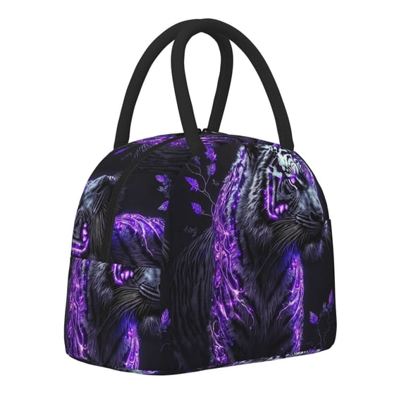 Haiem Purple Plant White Tiger Printed Lunch Bag Women, Lunch Box Lunch ...